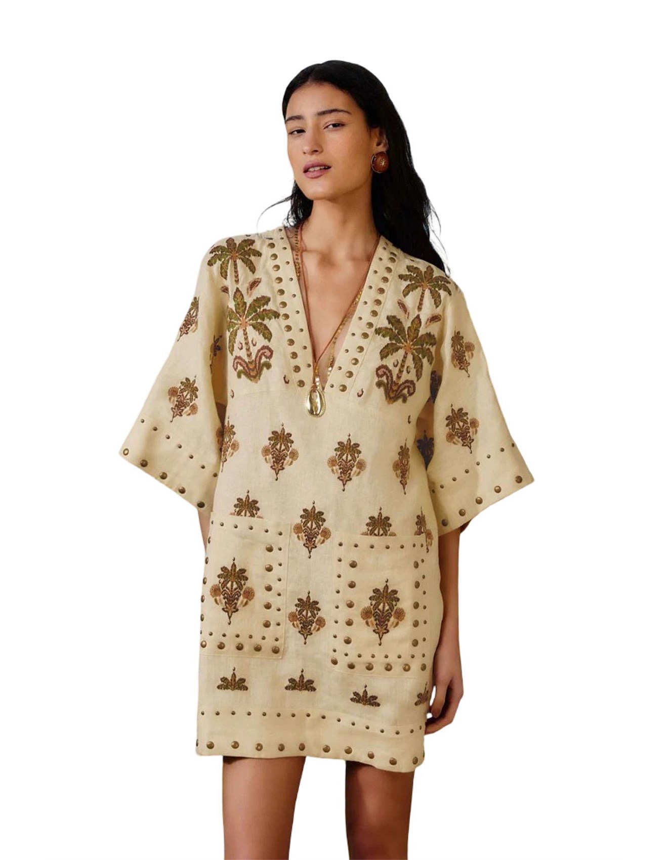 Farm Rio Coconut Tree Tapestry Mini Tunic Dress | David Jones
