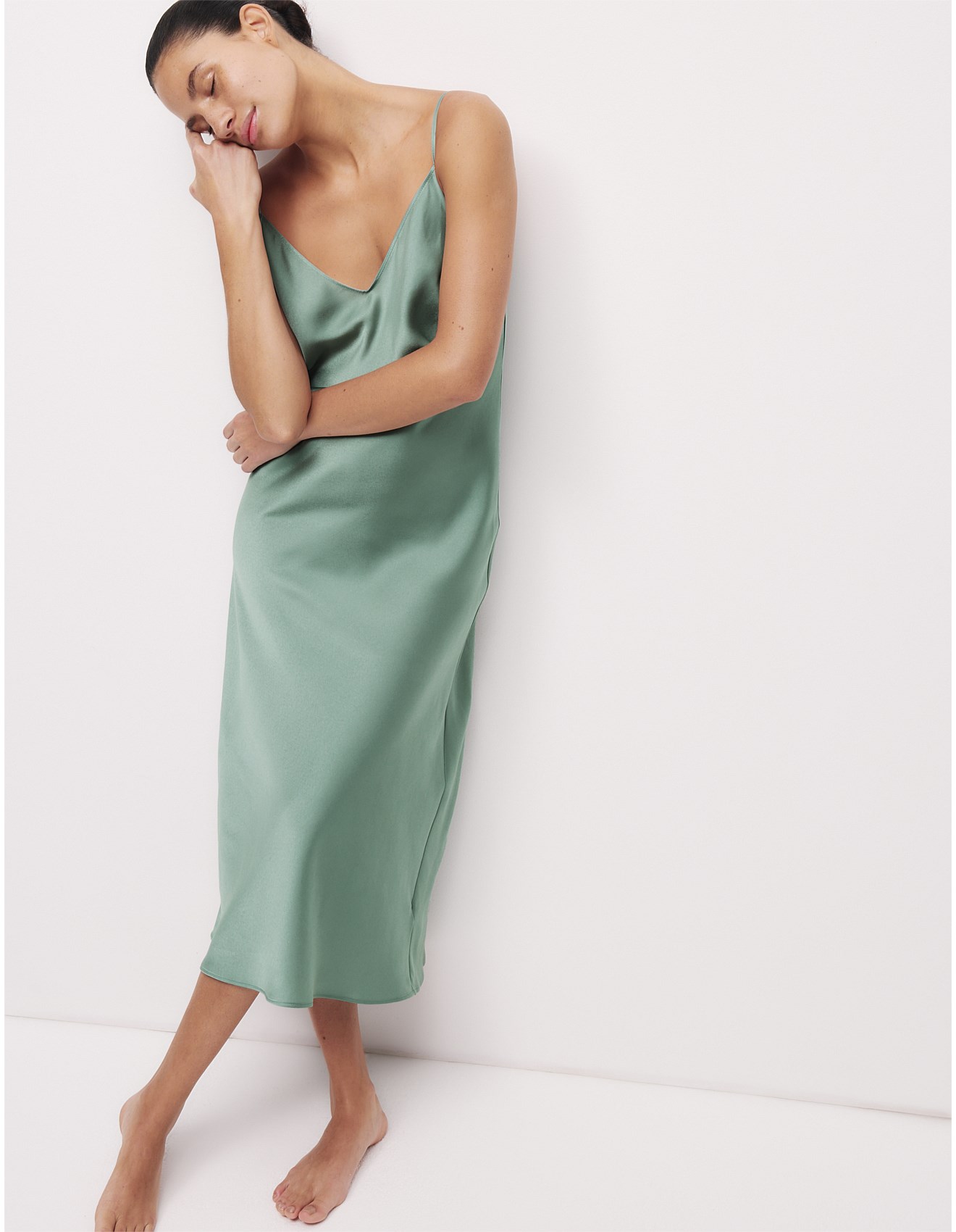 M&s Satin Long Chemise | David Jones
