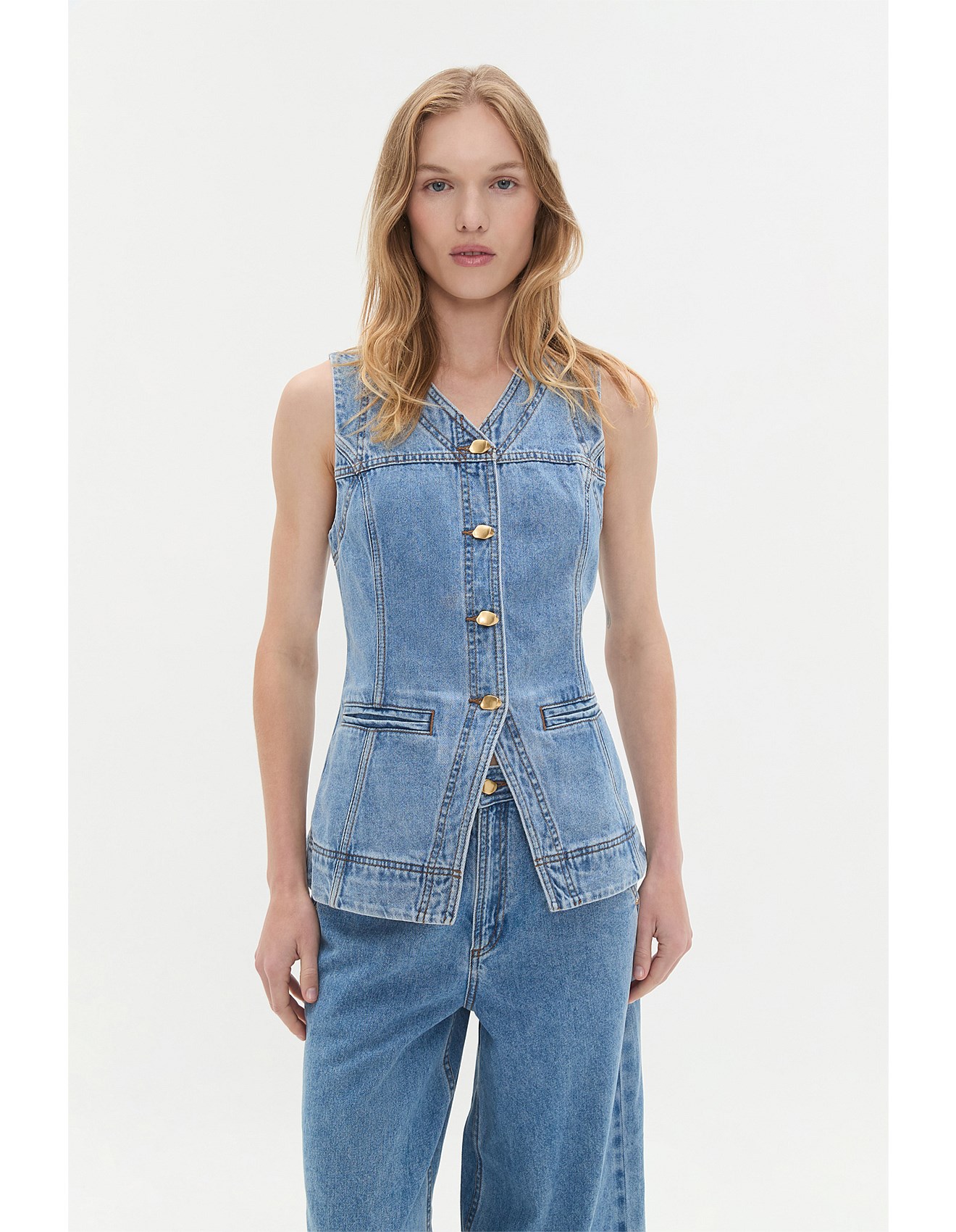 Aje Holland Denim Vest | David Jones