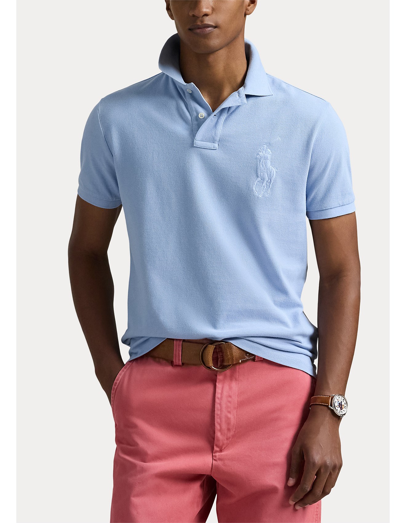 Polo Ralph Lauren Custom Slim Fit Big Pony Mesh Polo Shirt | David Jones