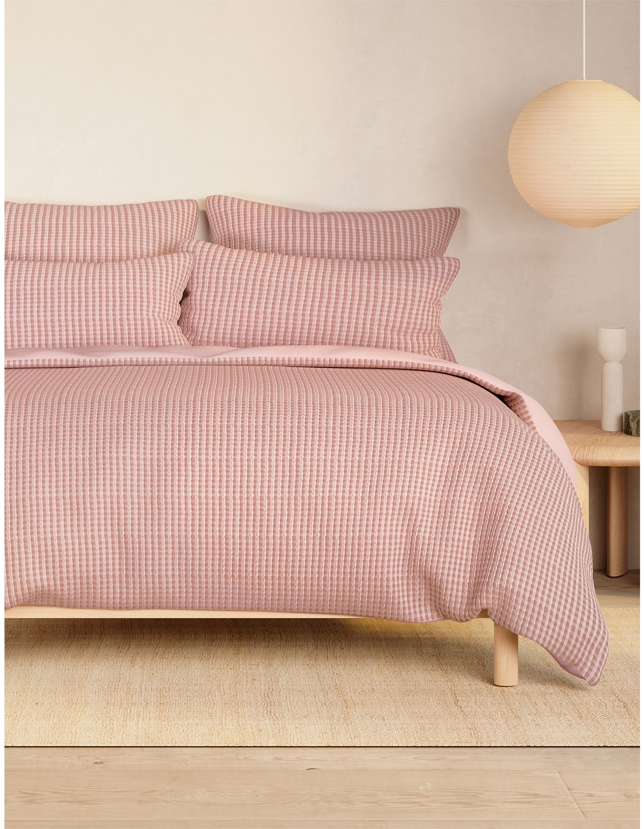 Sheridan Romi Check Queen Quilt Cover Set In Lychee | David Jones