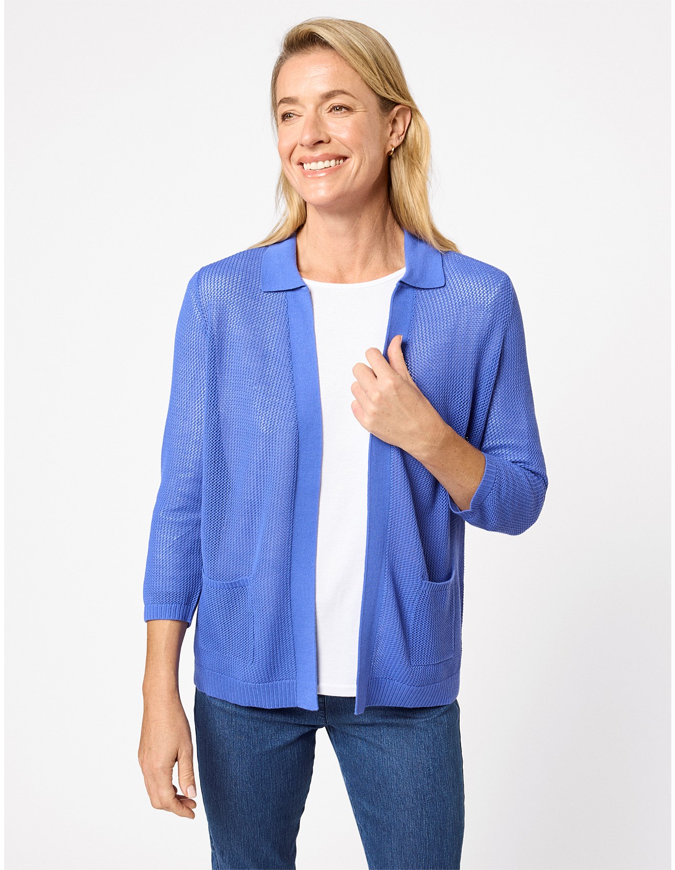 Black Pepper Dominique 3/4 Sleeve Cardigan | David Jones