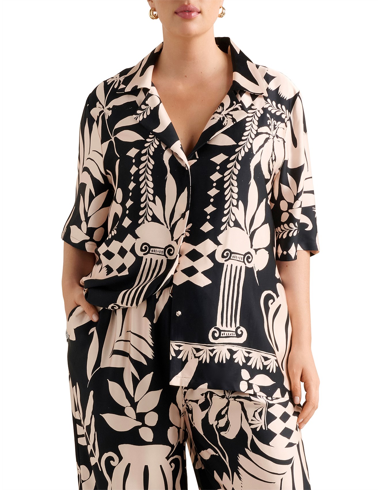 Forever New Anika Curve Satin Button Shirt | David Jones