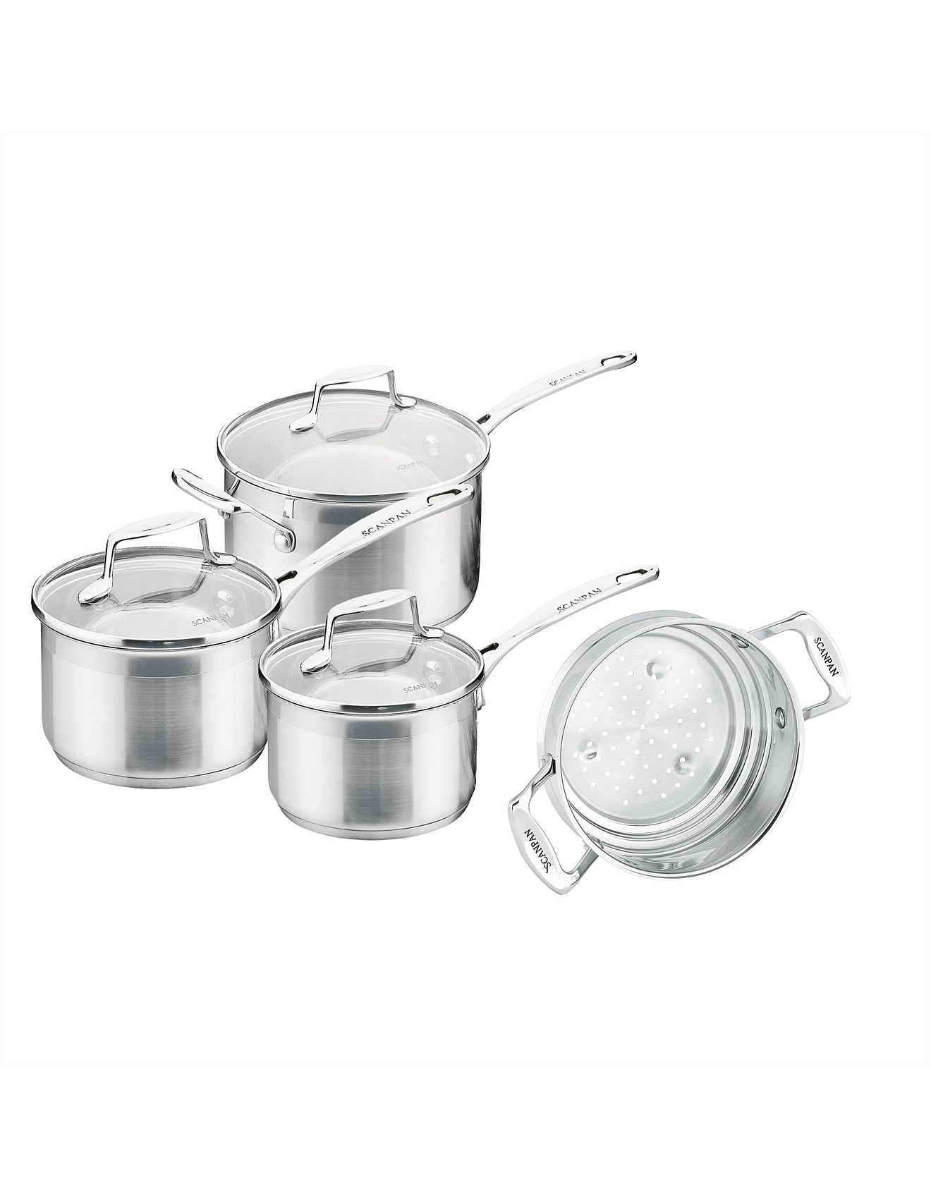 Scanpan !!!impact 4pce Set -Saucepans 16cm, 18cm, 20cm & Steamer ...