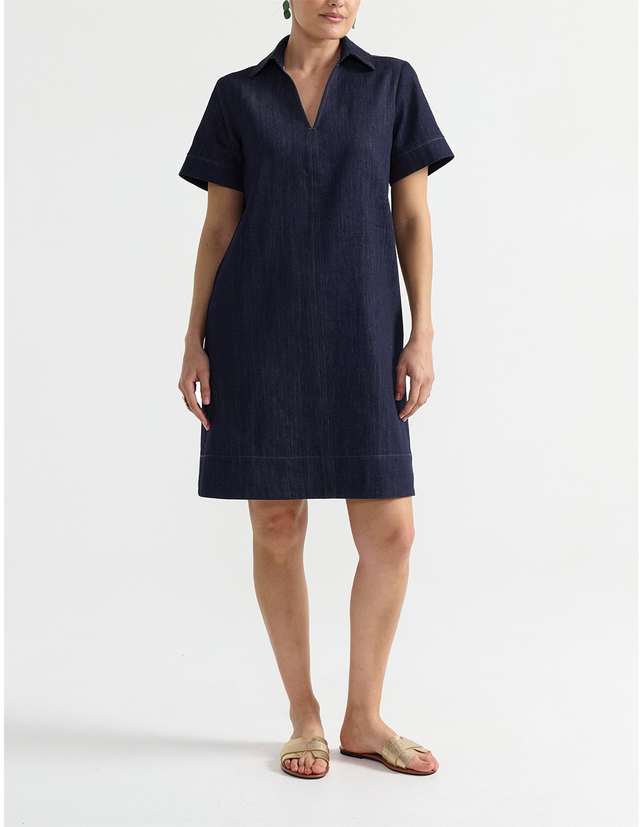 David Jones Collection V-neck Mini Denim Dress | David Jones