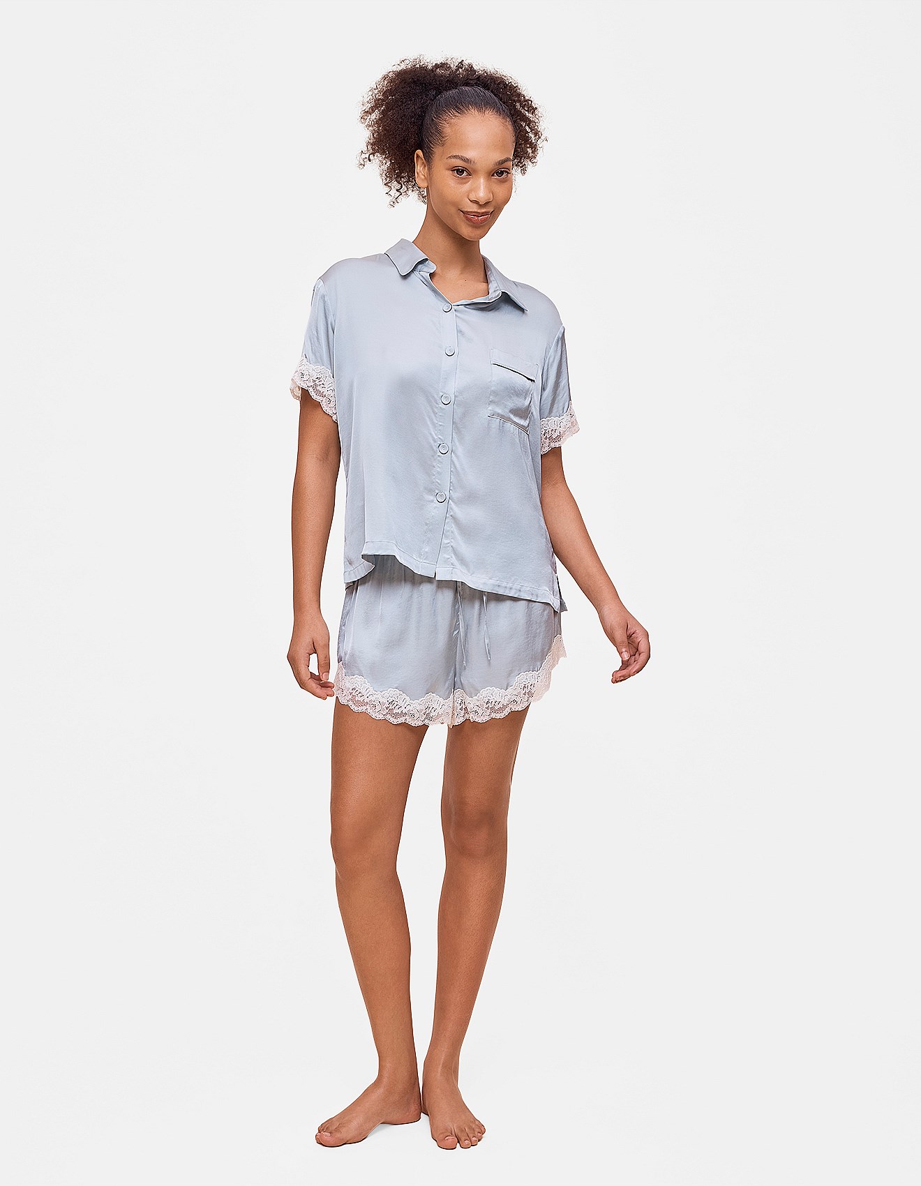 Papinelle Annabelle Satin Lace Boxer Pj Set | David Jones