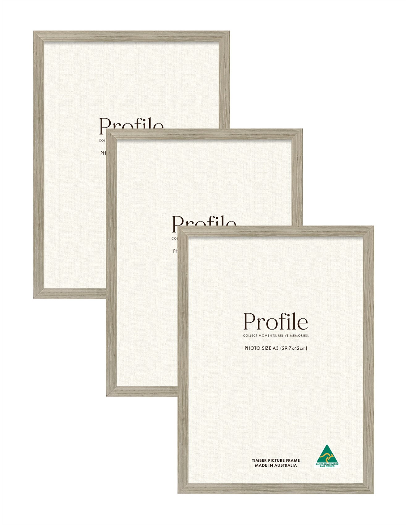 Profile Australian Made Timber Certificate Frame A3 Stone Ash (3 Pack ...