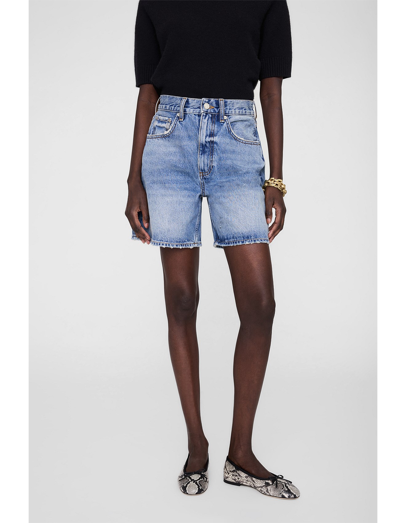 Anine Bing Heath Hi Rise Denim Shorts | David Jones