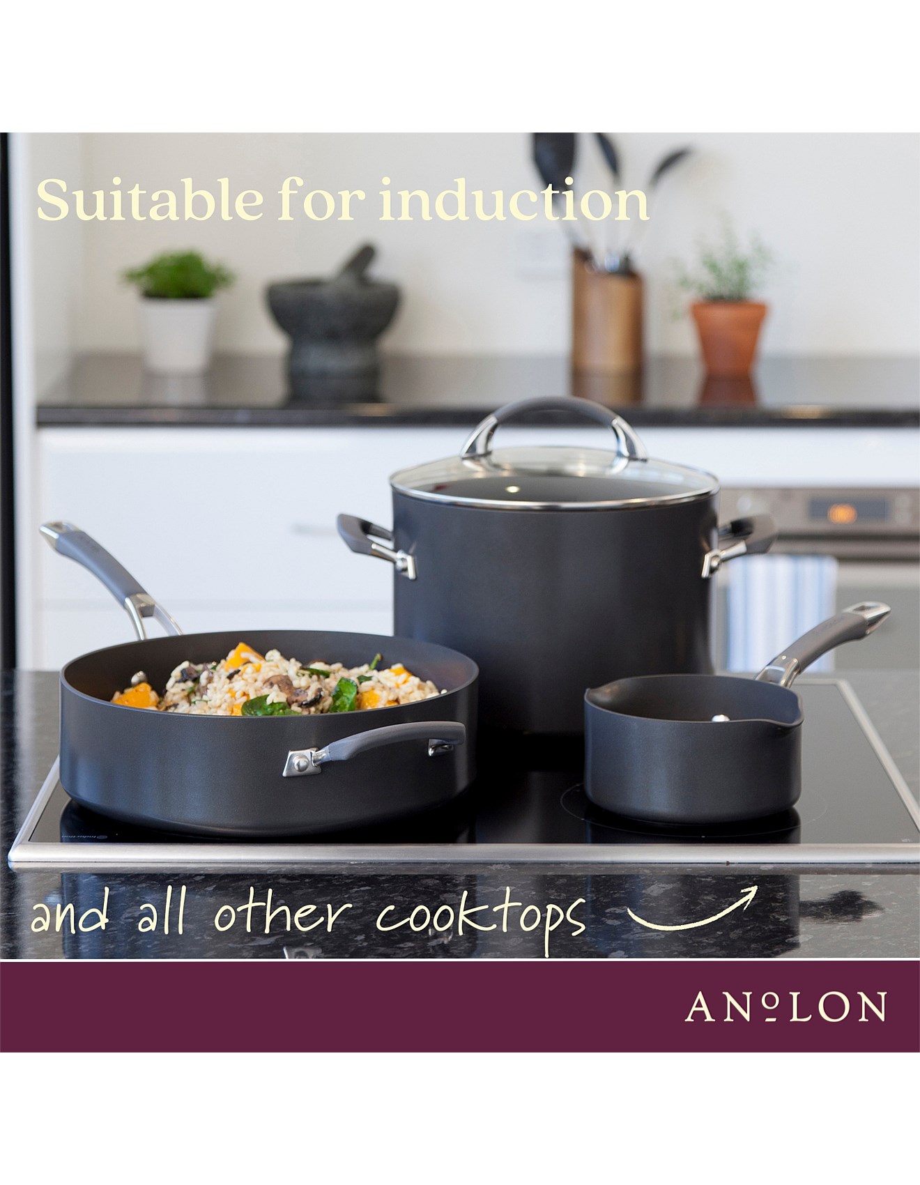 Anolon Endurance+ Nonstick Induction Skillet Triple Pack 20/24/28cm ...