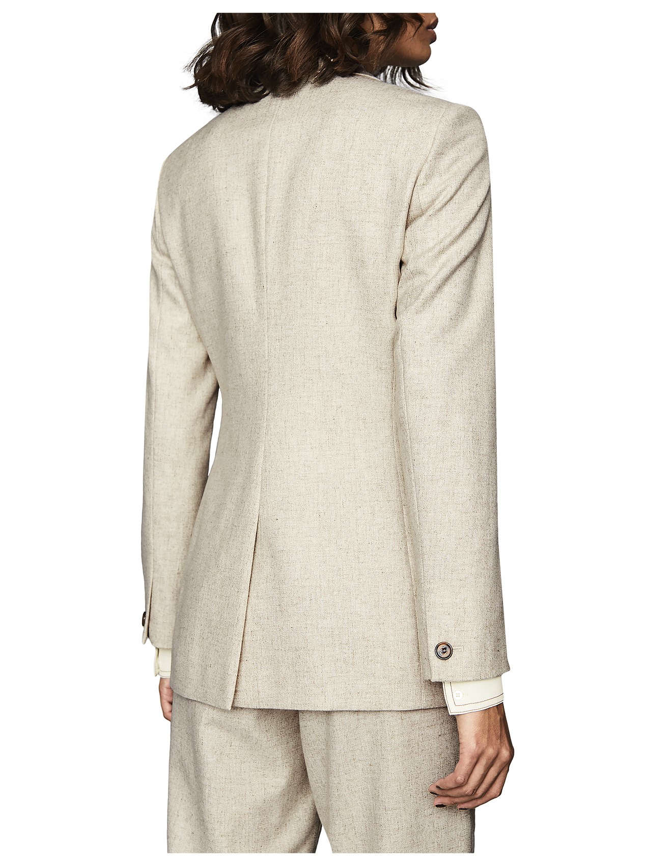 Reiss Lauren Wool Linen Blend Double Breasted Blazer | David Jones