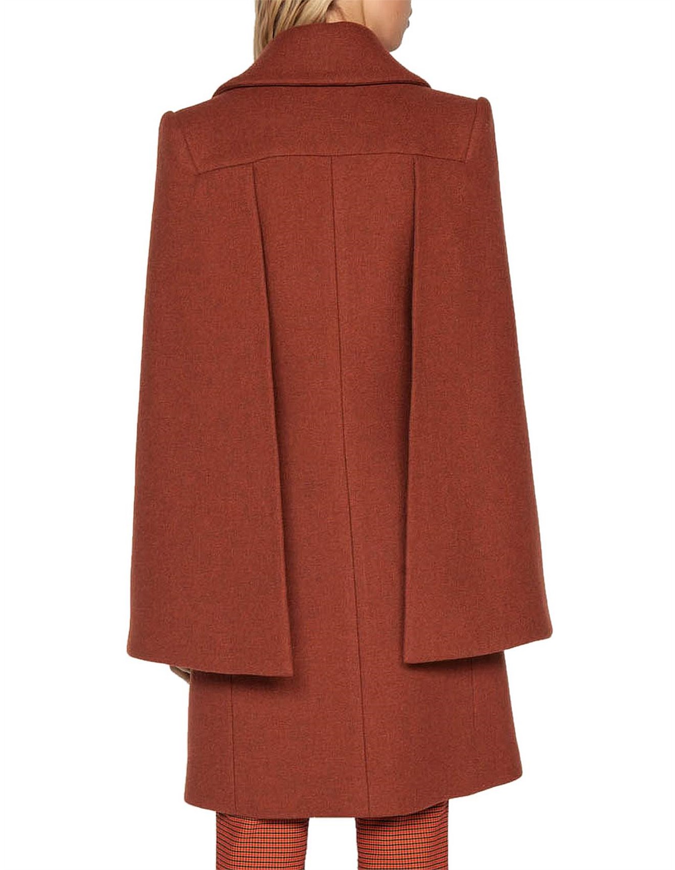Cue Rust Double Breasted Cape | David Jones