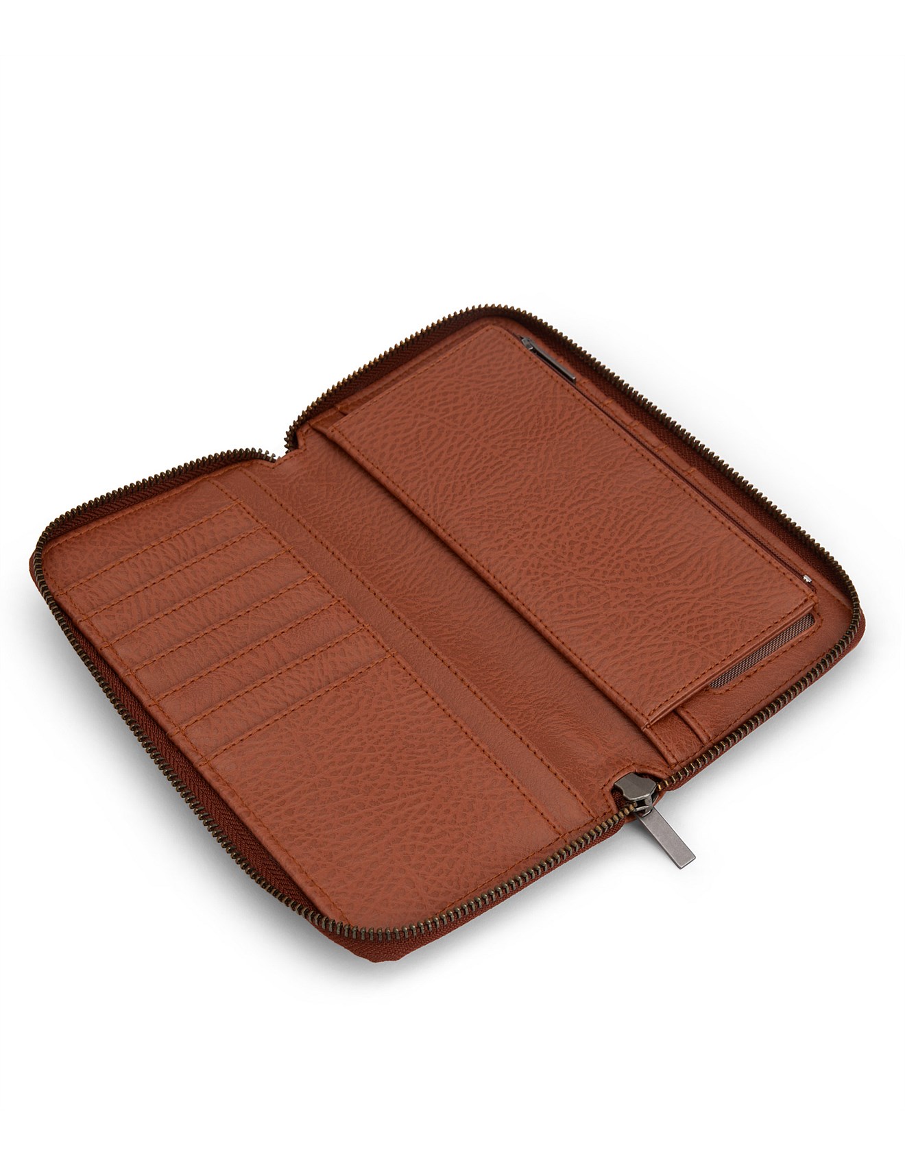Matt & Nat Central Brown Vegan Leather Zip Around Wallet | David Jones