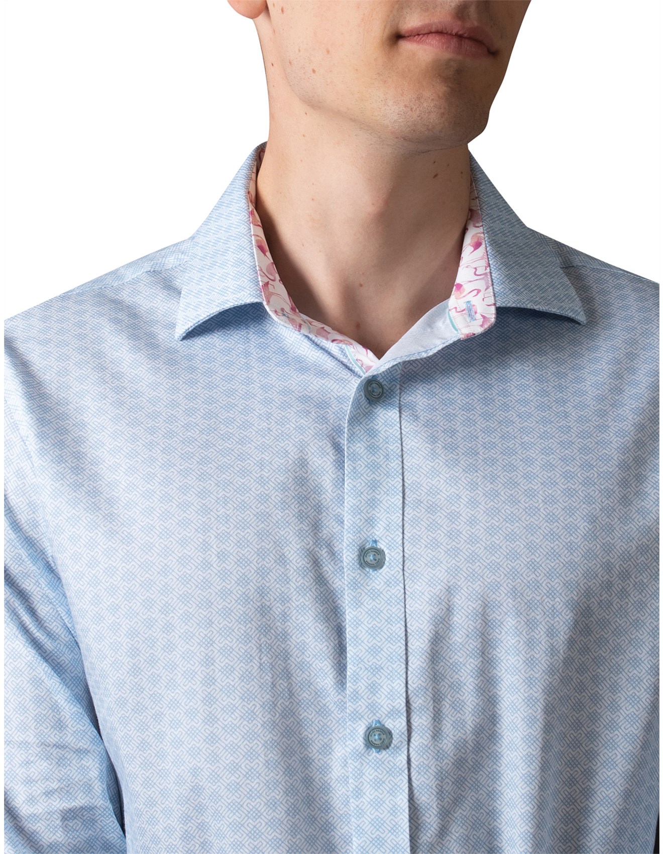 James Harper Linear Geo Dobby Ls Shirt | David Jones