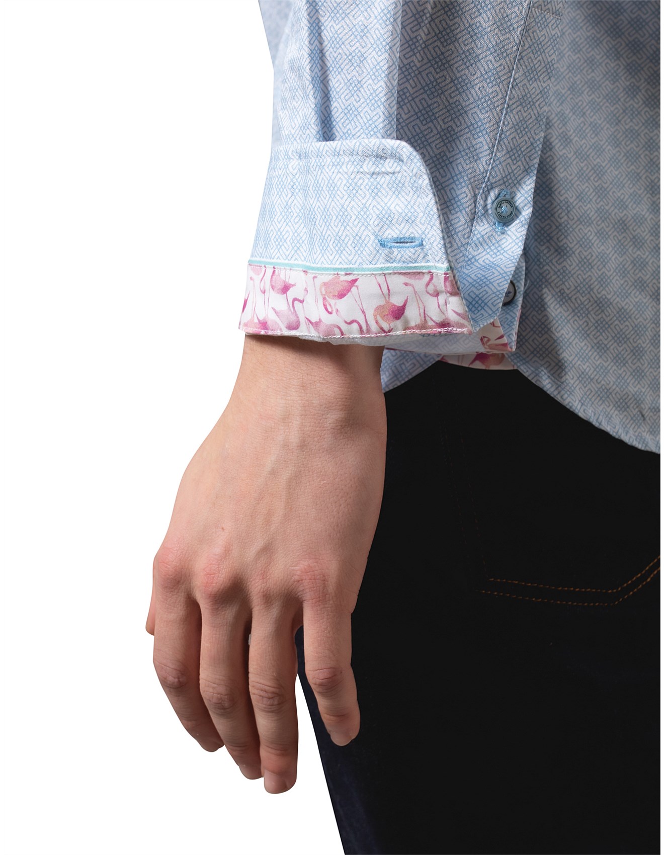 James Harper Linear Geo Dobby Ls Shirt | David Jones