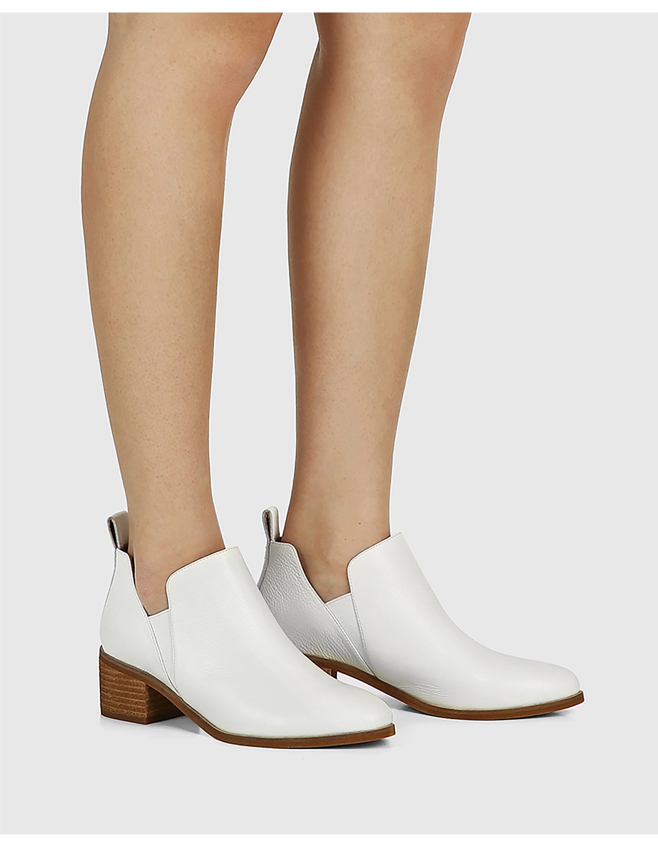 Wittner Ita White Leather Block Heel Gusset Ankle Boot | David Jones
