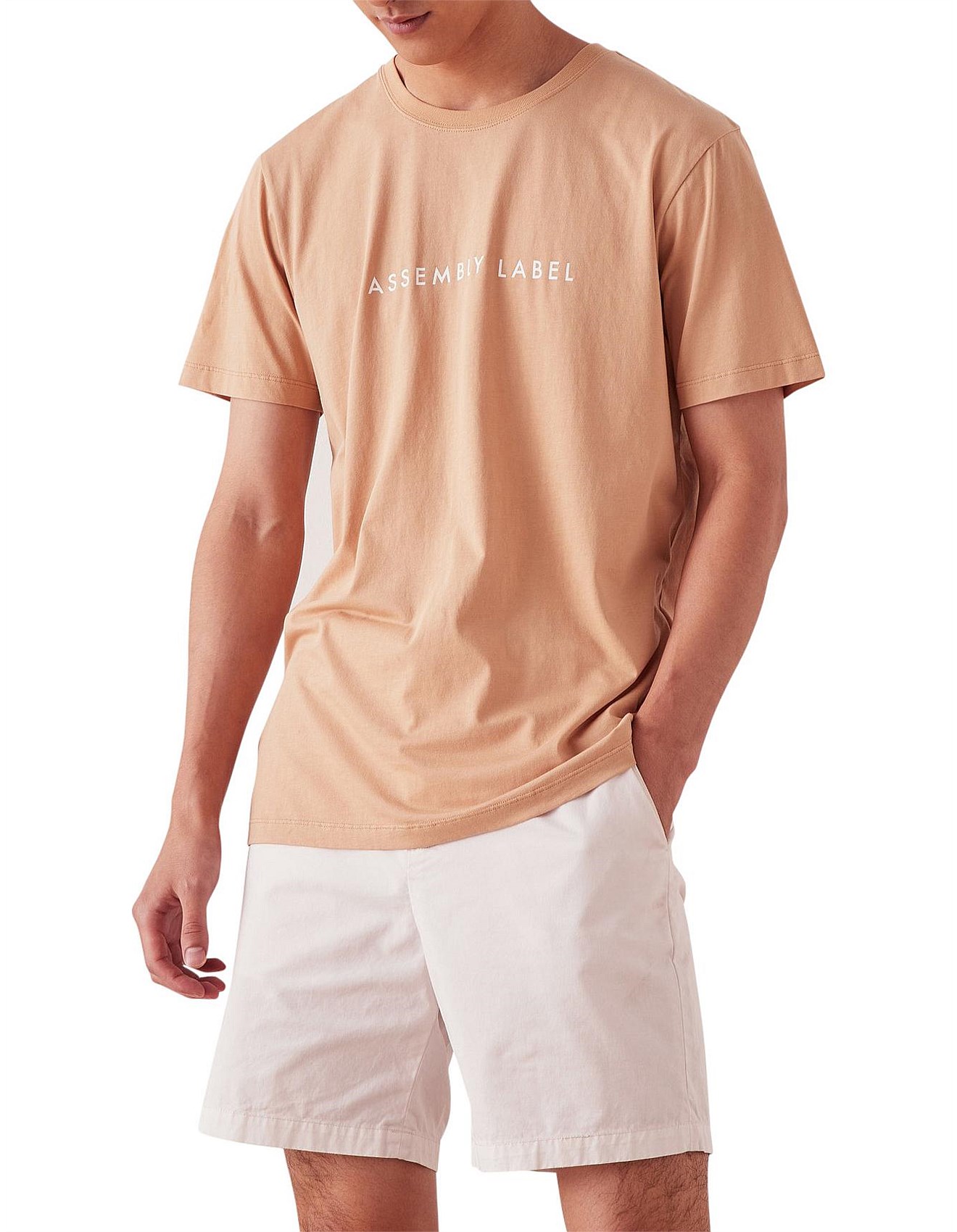 Assembly Label Logo Tee Mens Taupe/white | David Jones