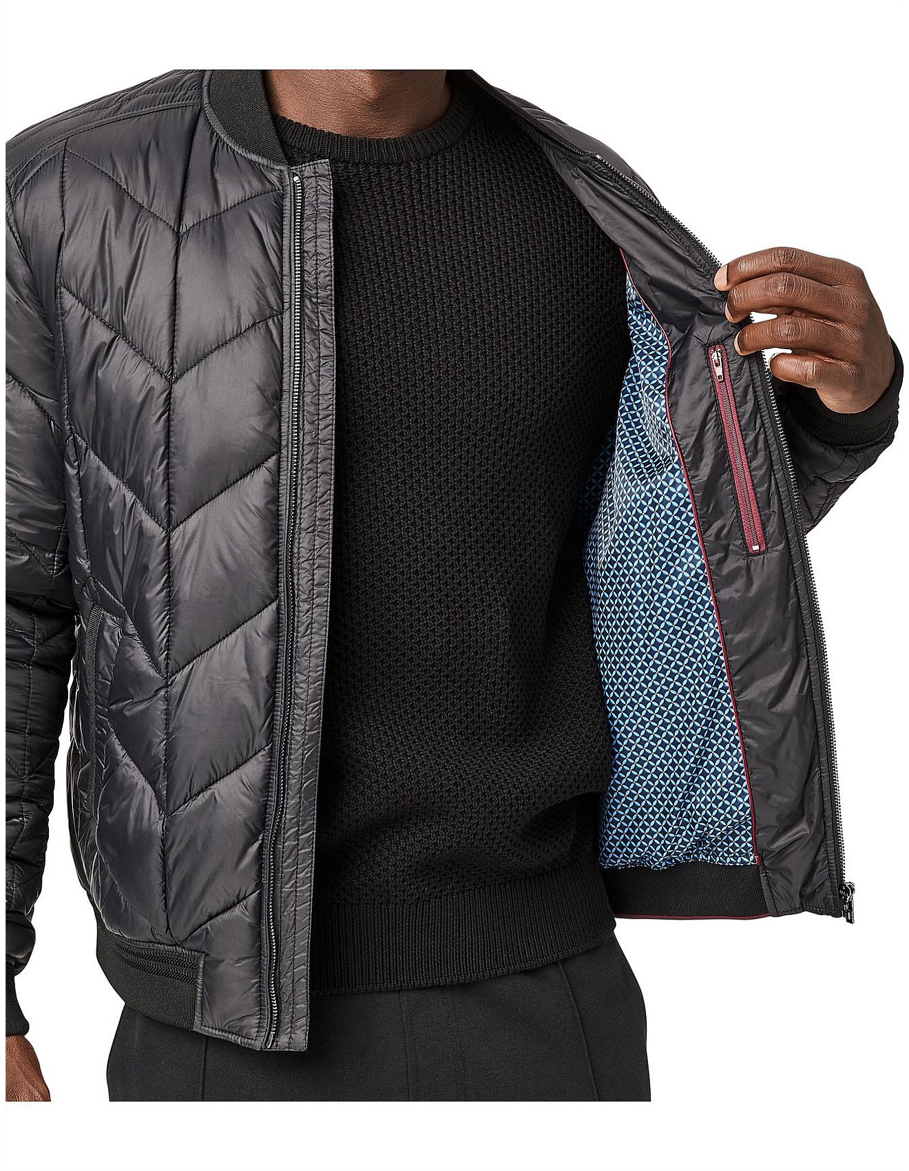 Politix Cardrona Chevron Quilted Nylon Puffer Jacket | David Jones