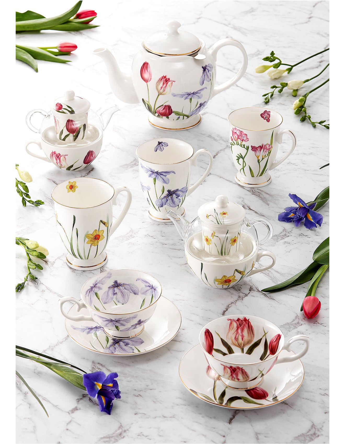 Ashdene Floral Symphony Teapot & 2 Teacup Set | David Jones