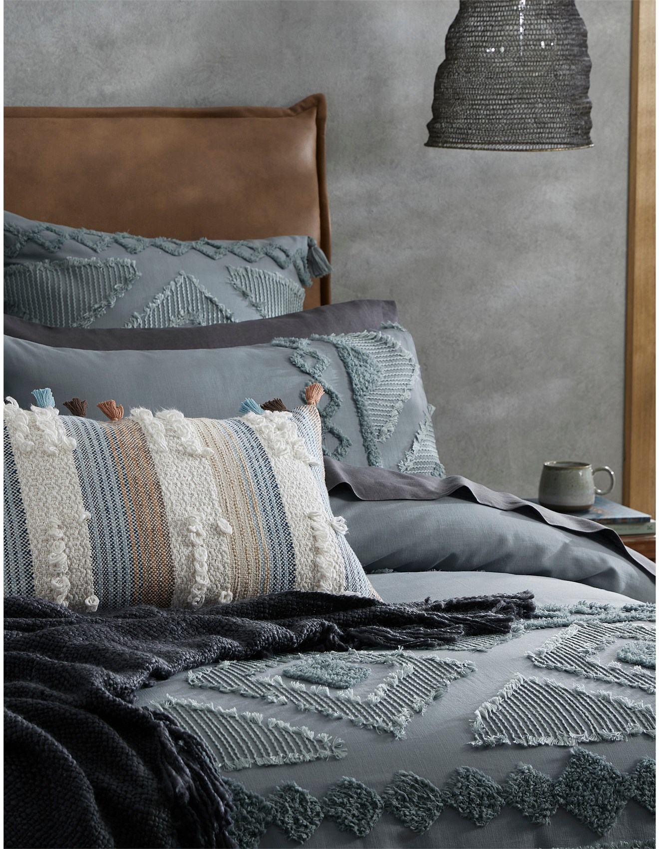 Cotton House Corina King Quilt Cover Eucalyptus | David Jones