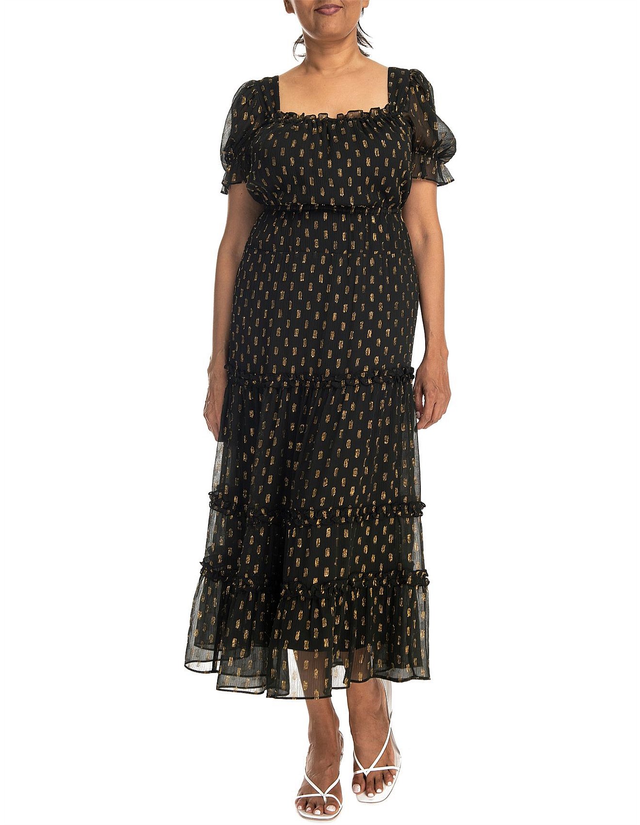 David Jones Balloon Sleeve Tiered Maxi Dress | David Jones
