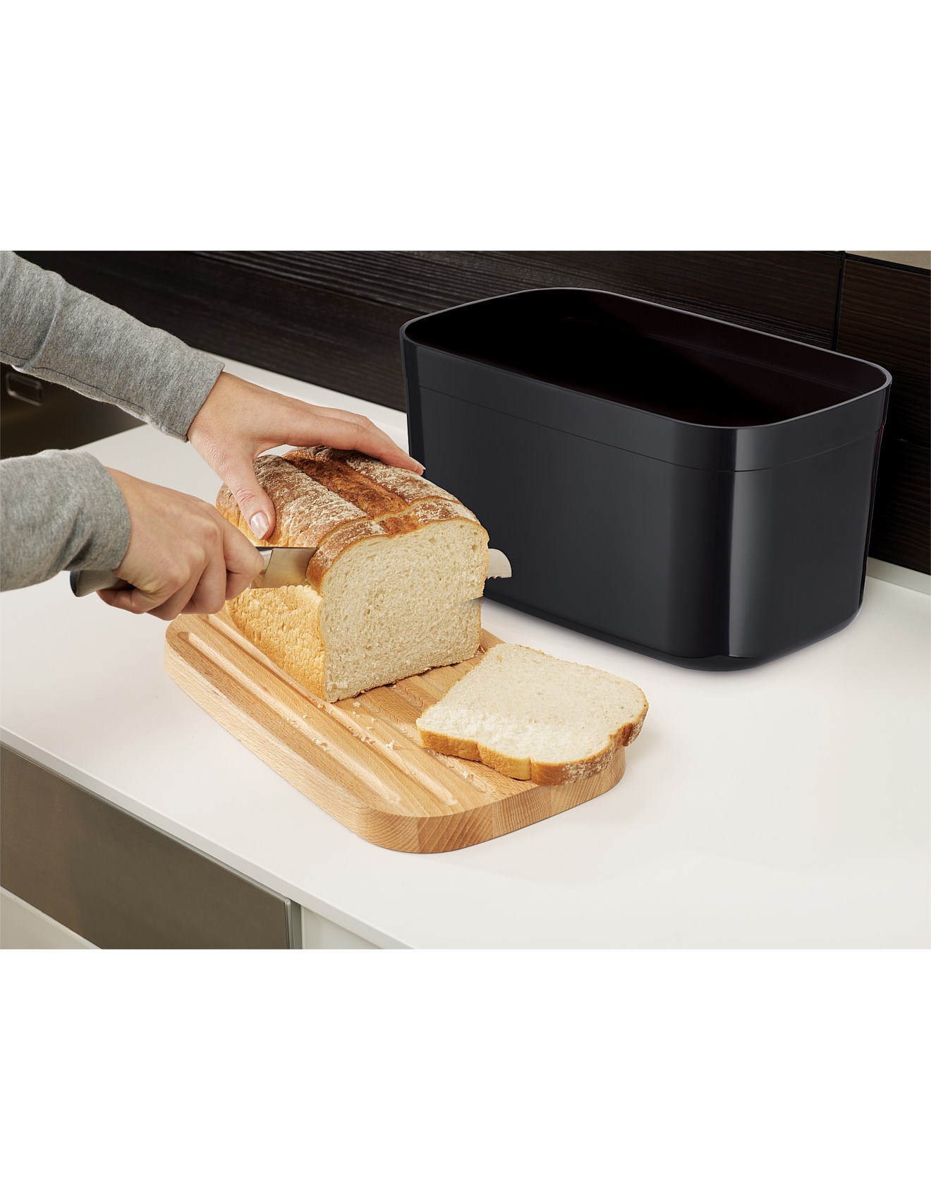 Joseph Joseph Bread Bin With Cutting Board Lid -Black | David Jones