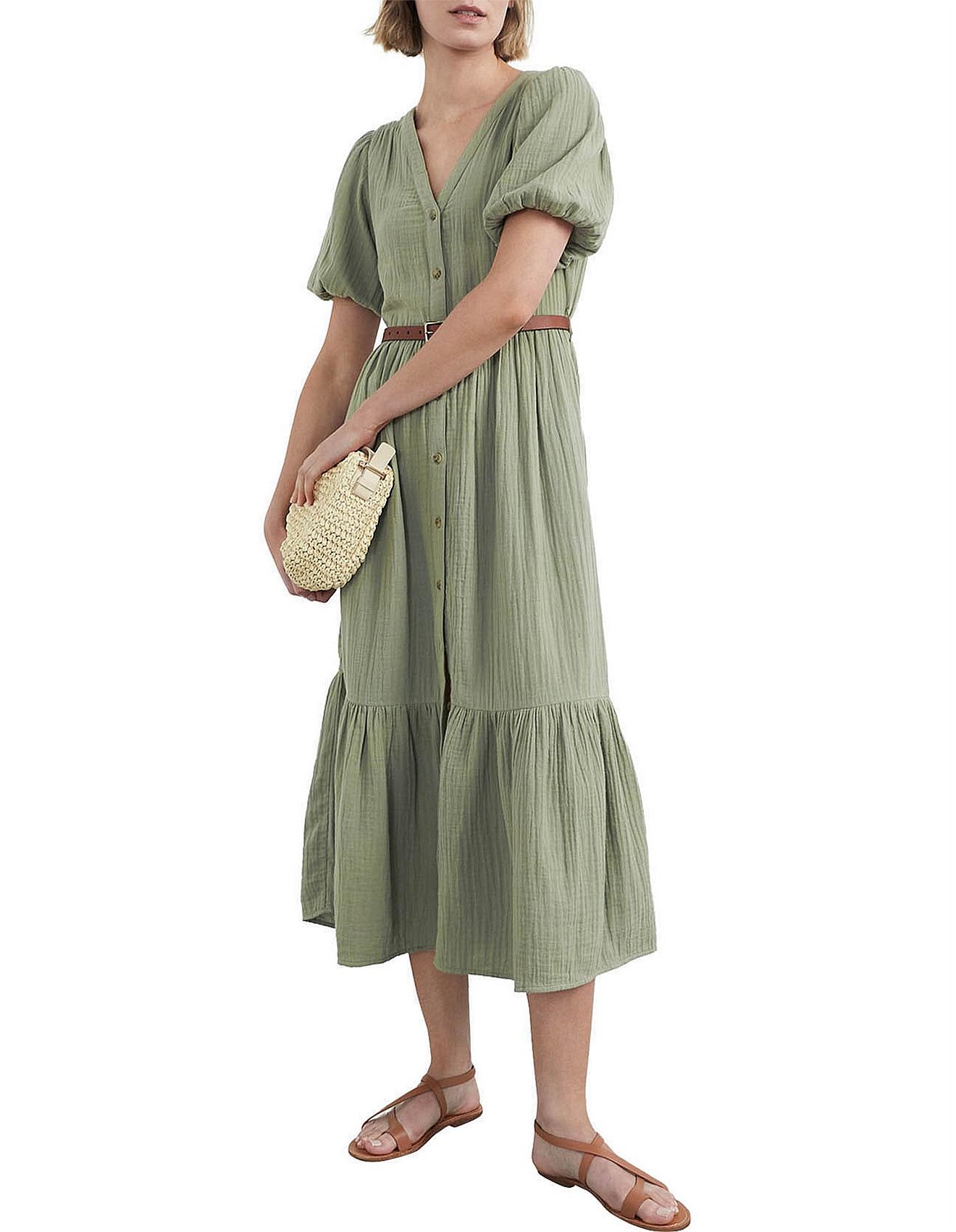 French Connection Cotton Crinkle Midi Dress | David Jones