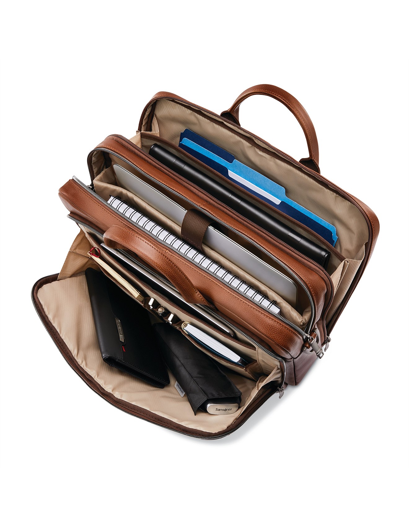 Samsonite Classic Leather Toploader 30.5cm Cognac | David Jones