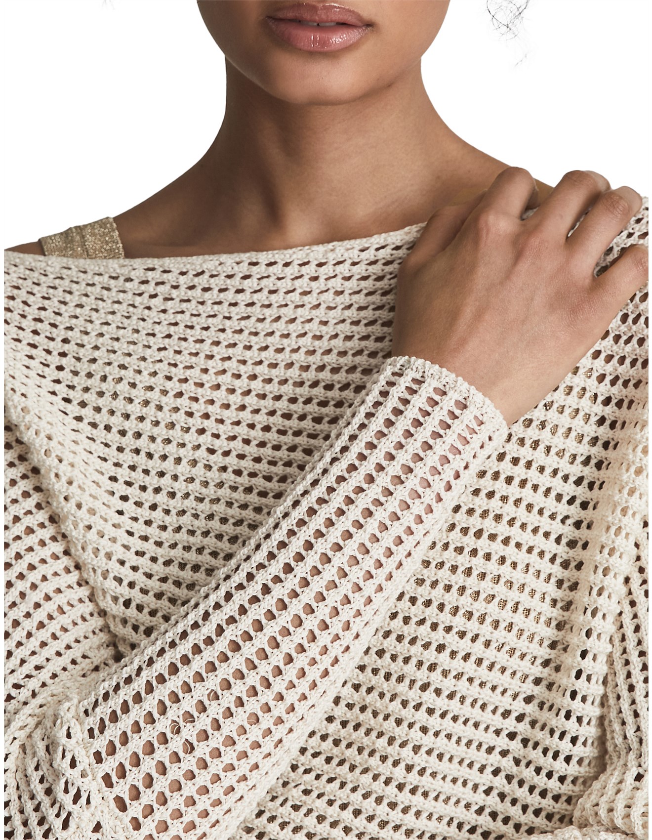 Reiss Lulu Open Knit Drape Top | David Jones