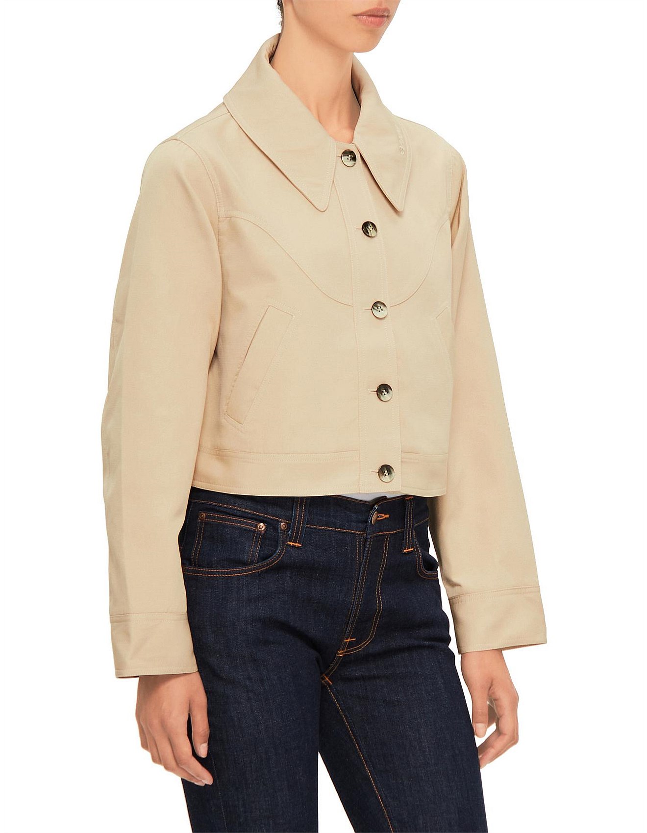 Ganni Heavy Twill Cropped Jacket | David Jones