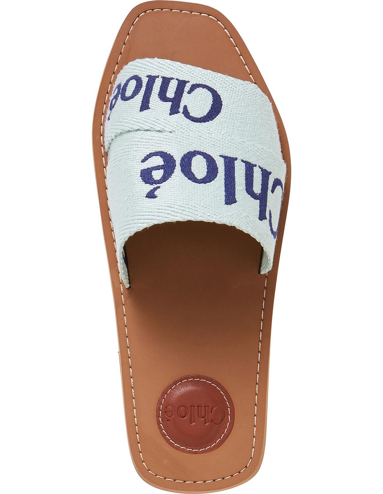 Chloé Woody Embroidered Linen Slide | David Jones