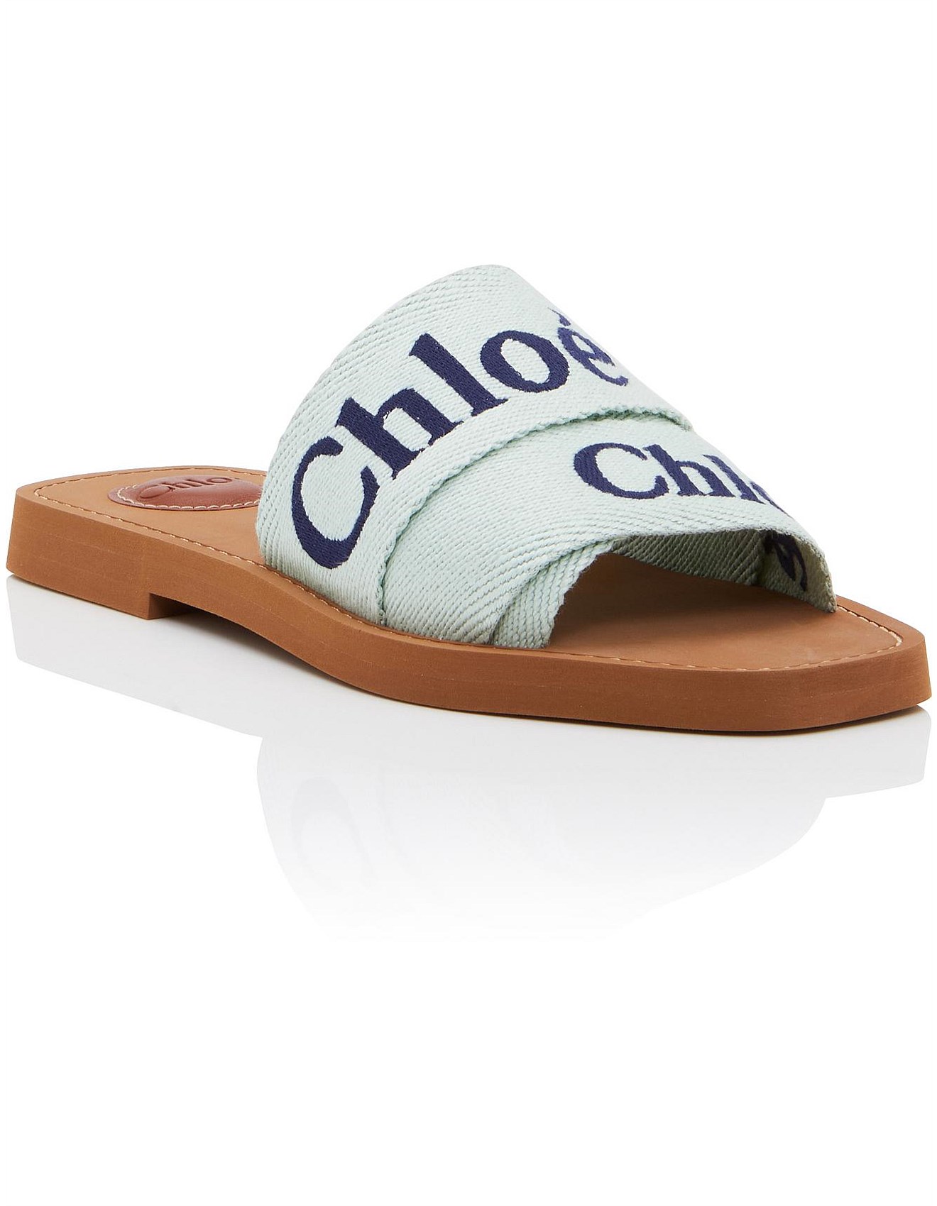 Chloé Woody Embroidered Linen Slide | David Jones
