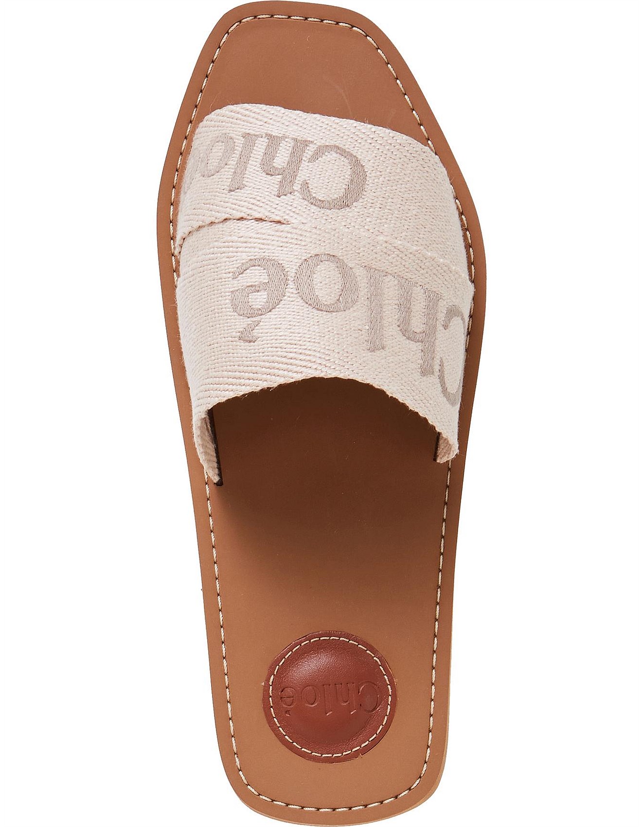 Chloé Woody Embroidered Linen Slide | David Jones