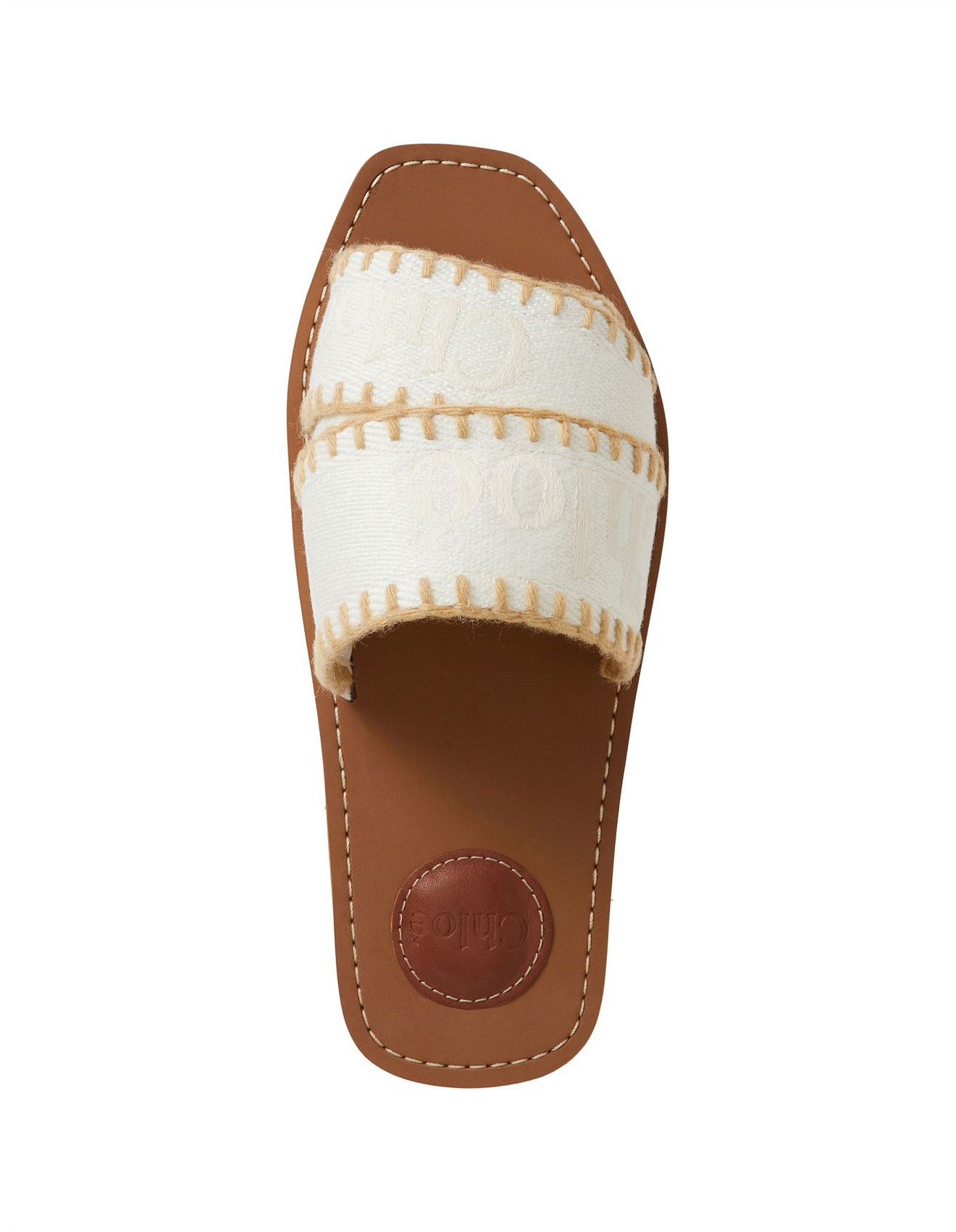 Chloé Woody Embroidered Linen Slide | David Jones