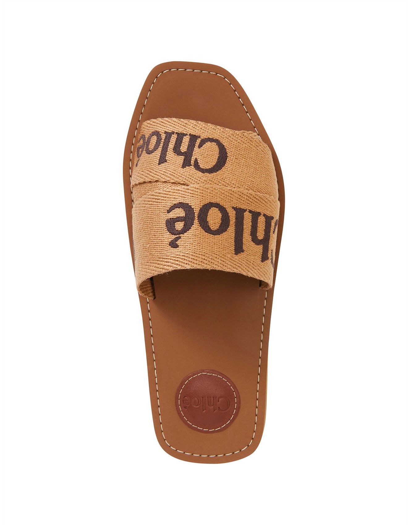 Chloé Woody Embroidered Linen Slide | David Jones