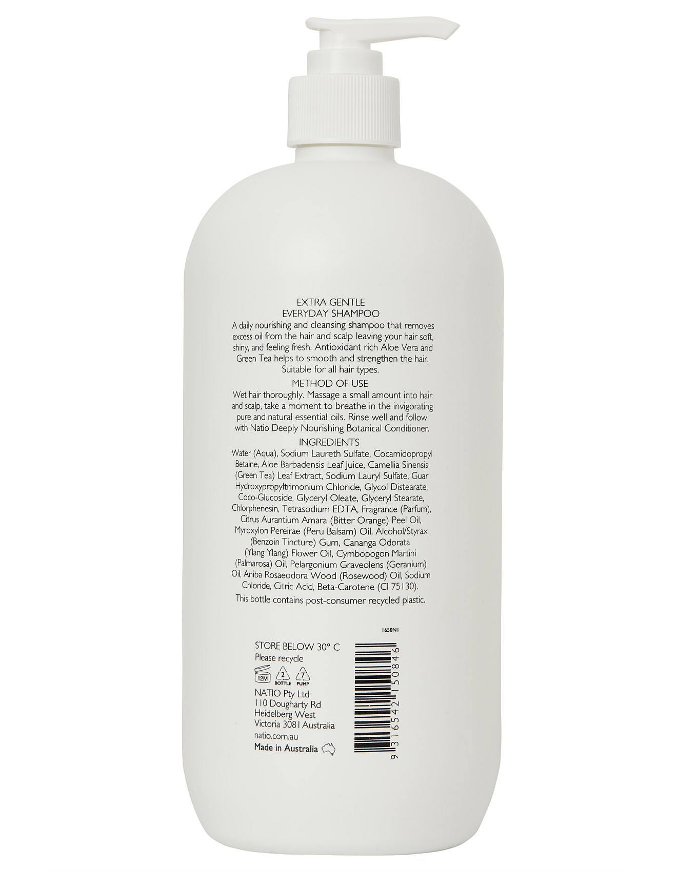Natio Extra Gentle Everyday Shampoo 1l | David Jones