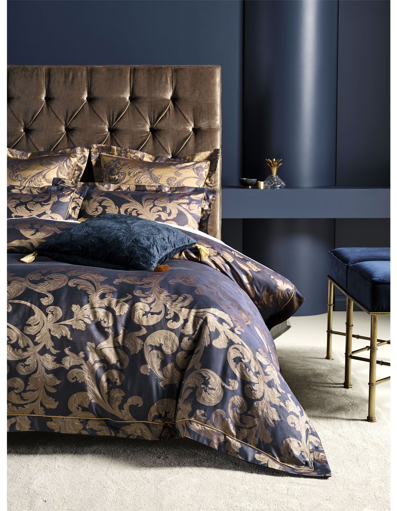 Linen House Verity Queen Quilt Cover Set In Navy | David Jones