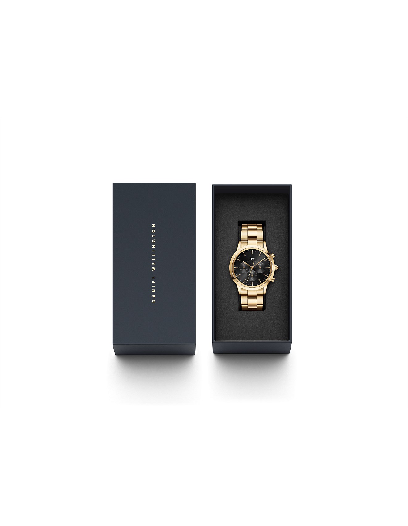 Daniel Wellington Iconic Chronograph 42mm Black Dial Gold Watch | David ...