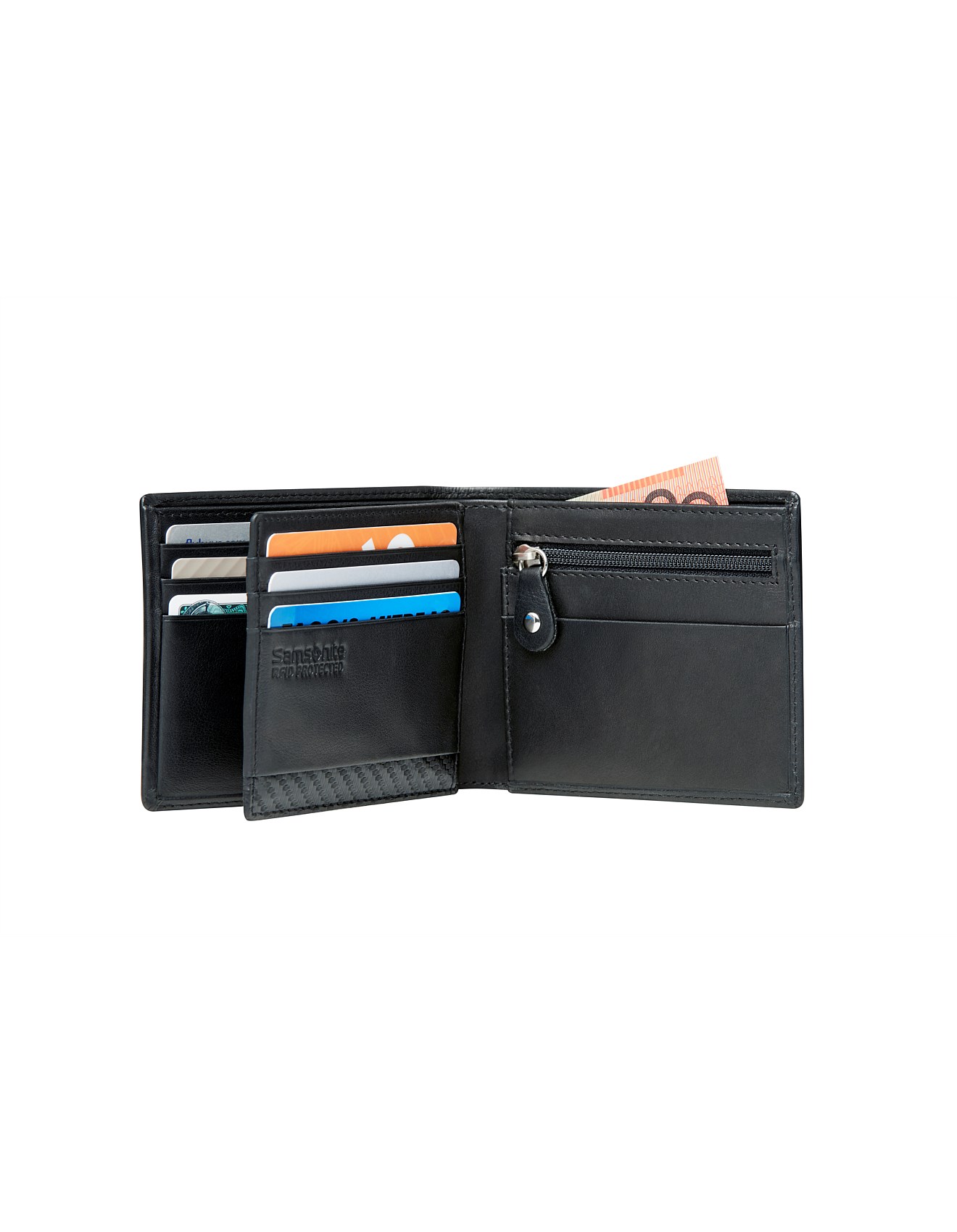 Samsonite Leather Wallet With Coin Pouch & Id + 7cc | David Jones