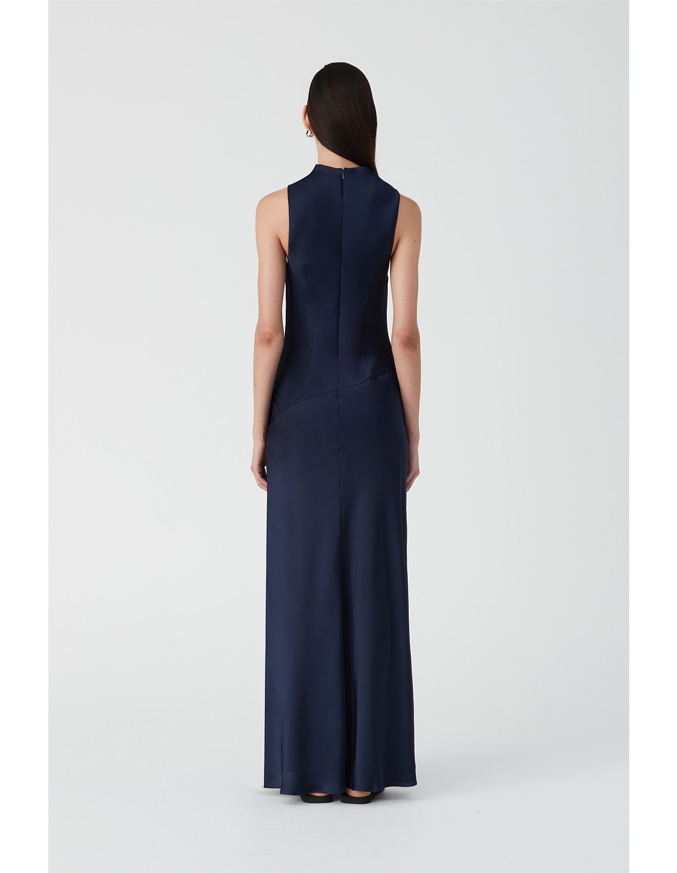 Misha Nya High Neck Silk Maxi Dress Navy | David Jones