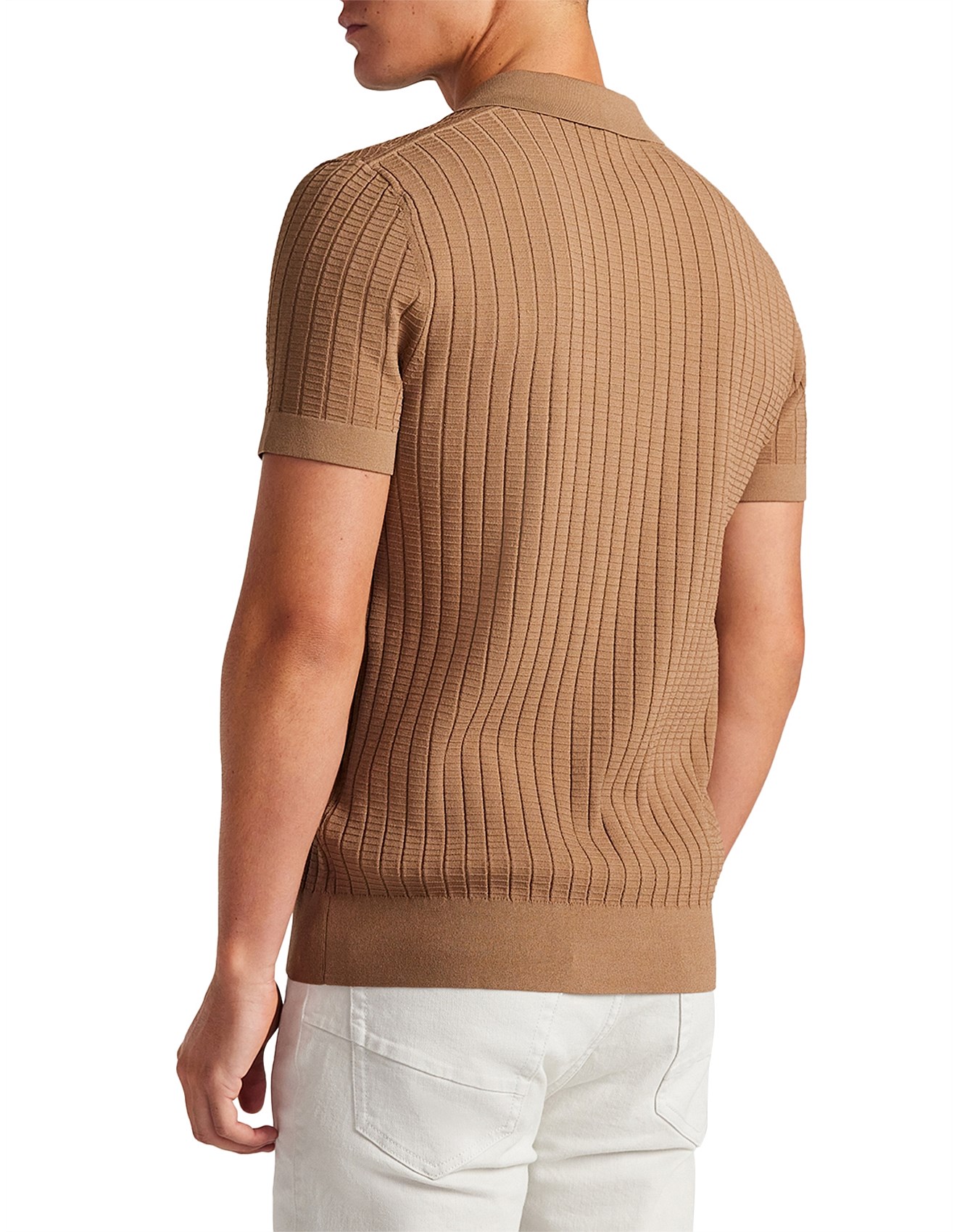 Calibre Textured Rib Tech Knit Polo | David Jones