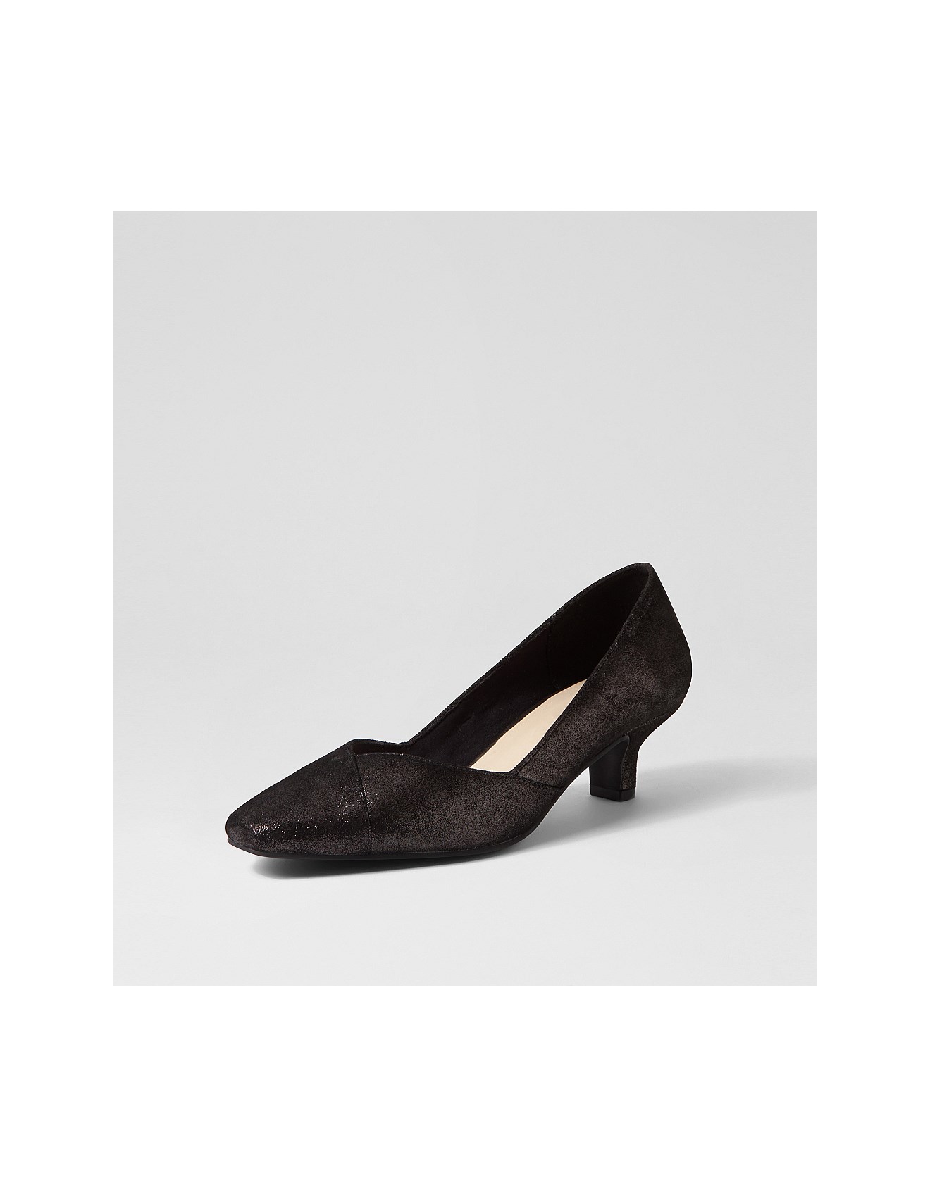 Supersoft By Diana Ferrari Tarison Black Metallic Suede Heels | David Jones