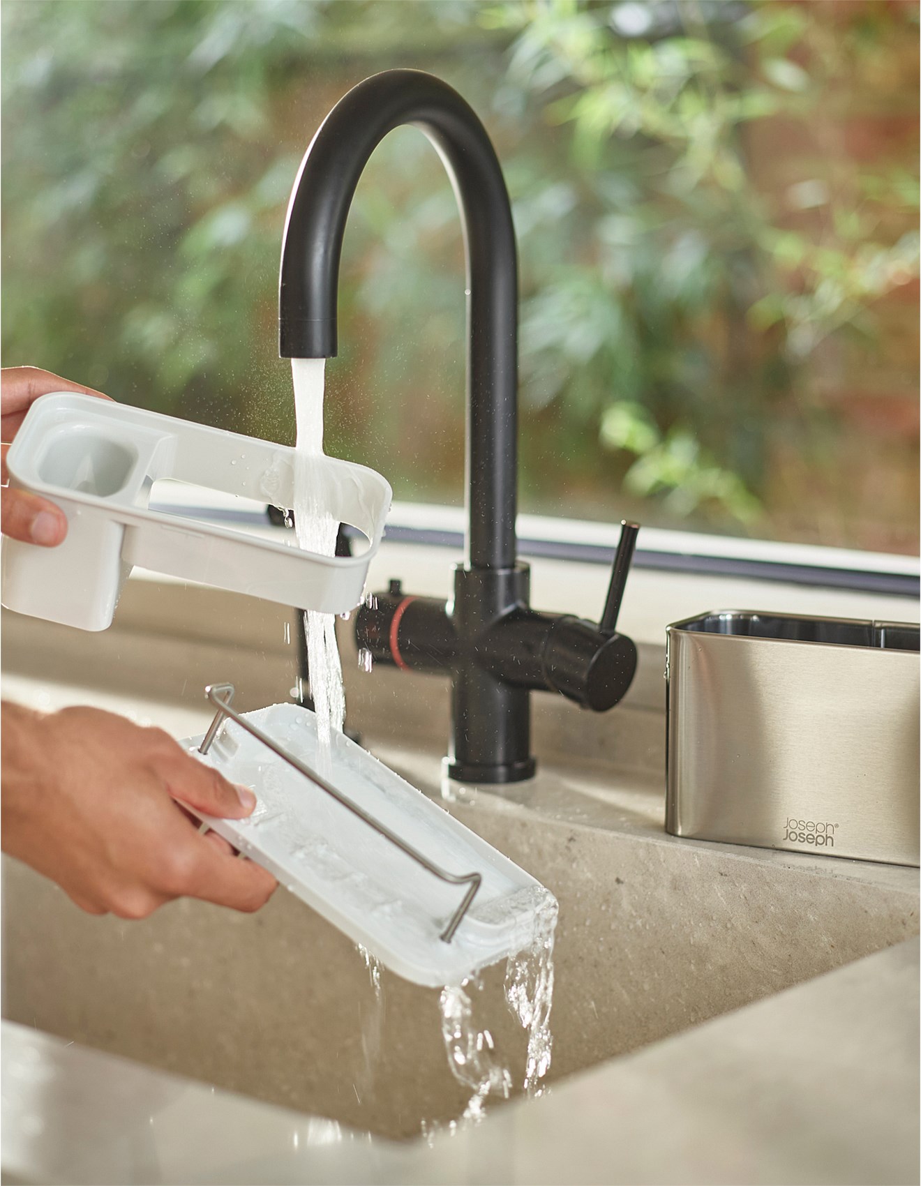 Joseph Joseph Surface Stainless-steel Sink Tidy Light Stone | David Jones