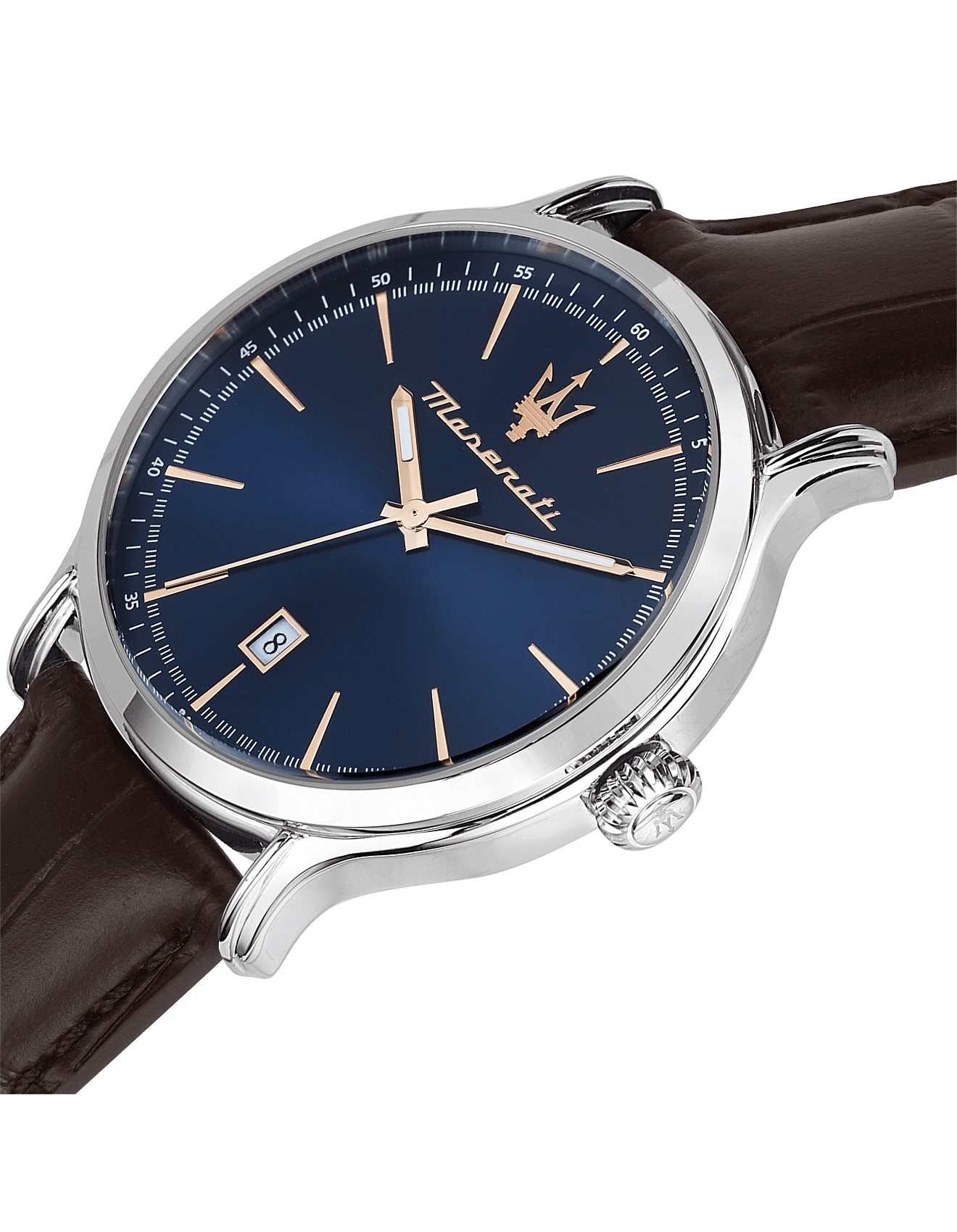 Maserati Epoca 42mm Blue Dial Watch With Brown Leather Strap | David Jones