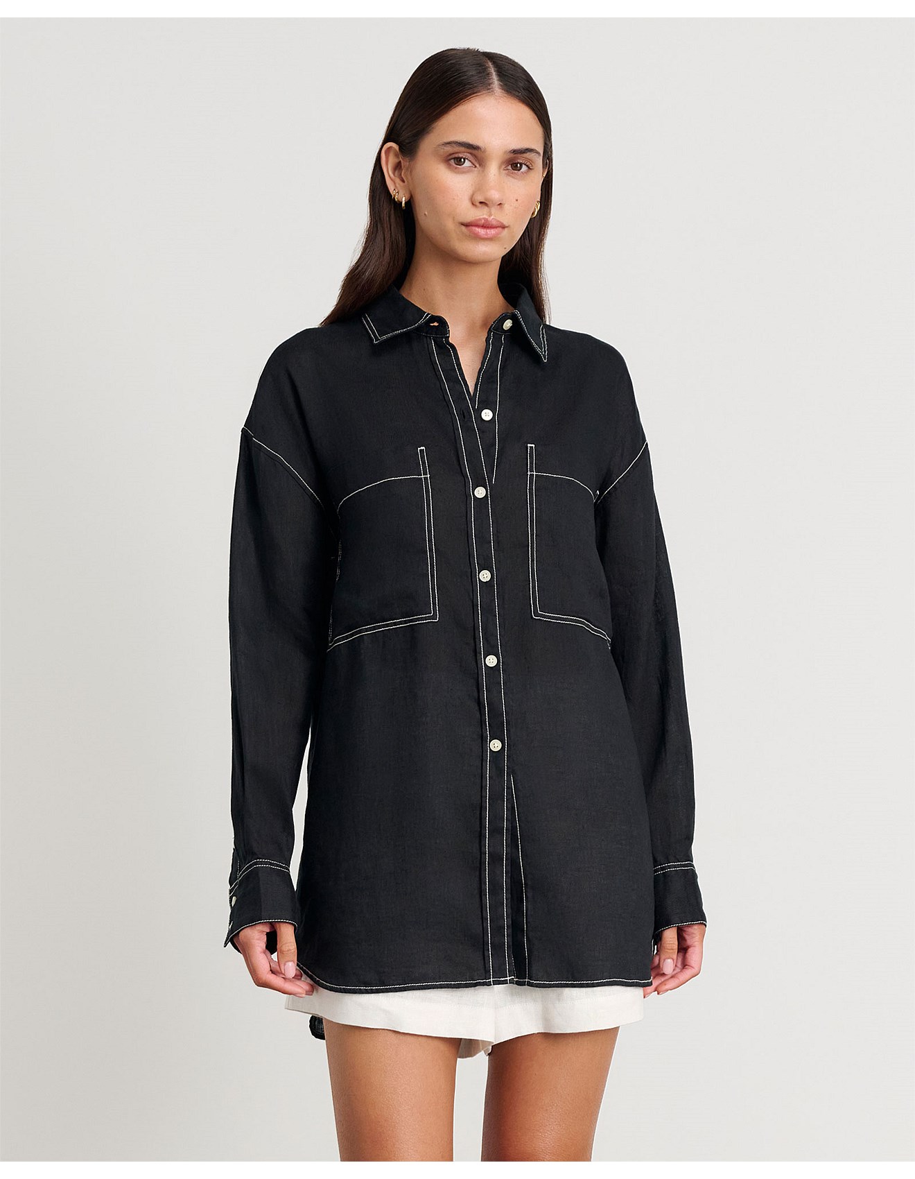 Jag Cindy Linen Oversized Shirt | David Jones