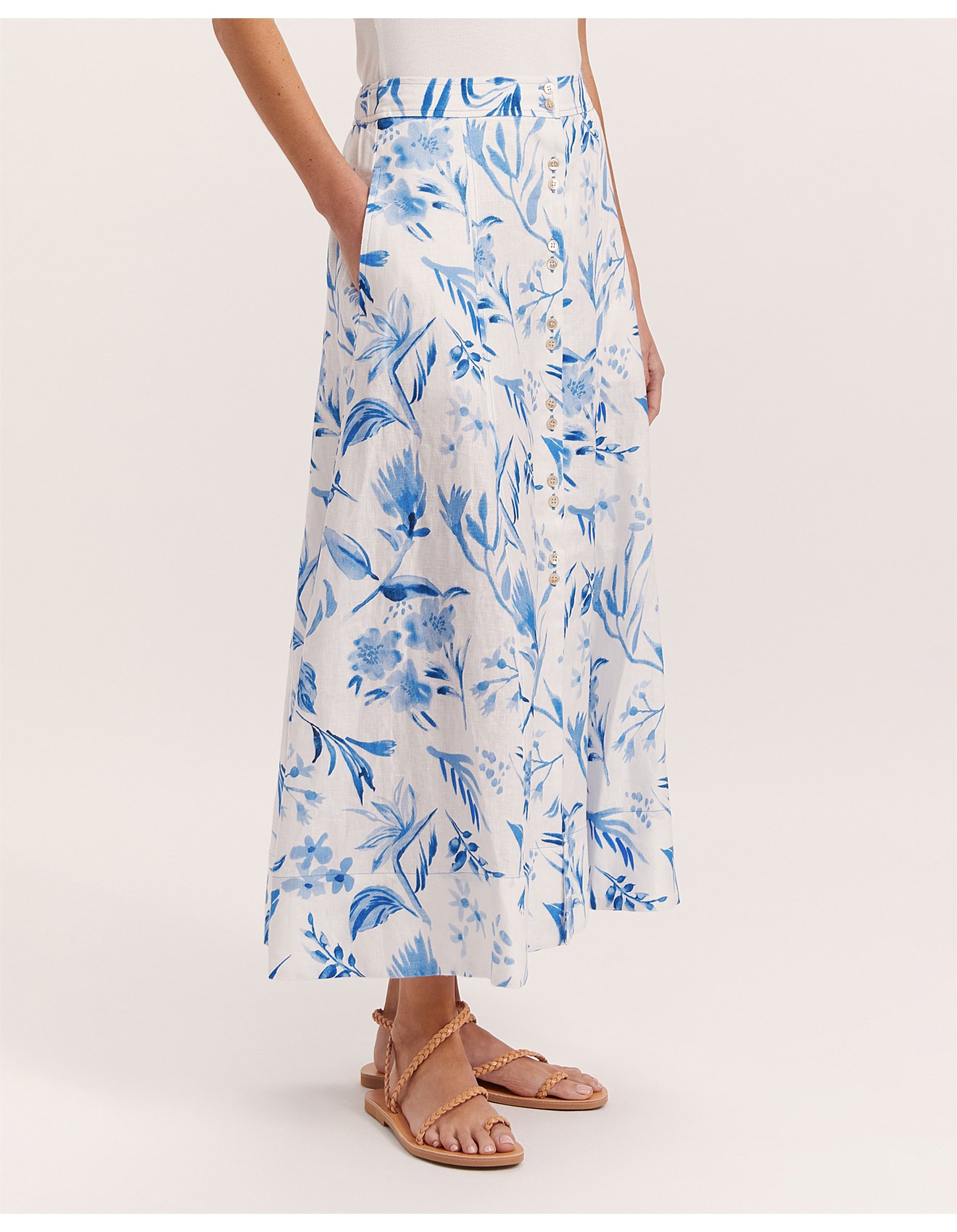 Saba Louella Linen Midi Skirt | David Jones
