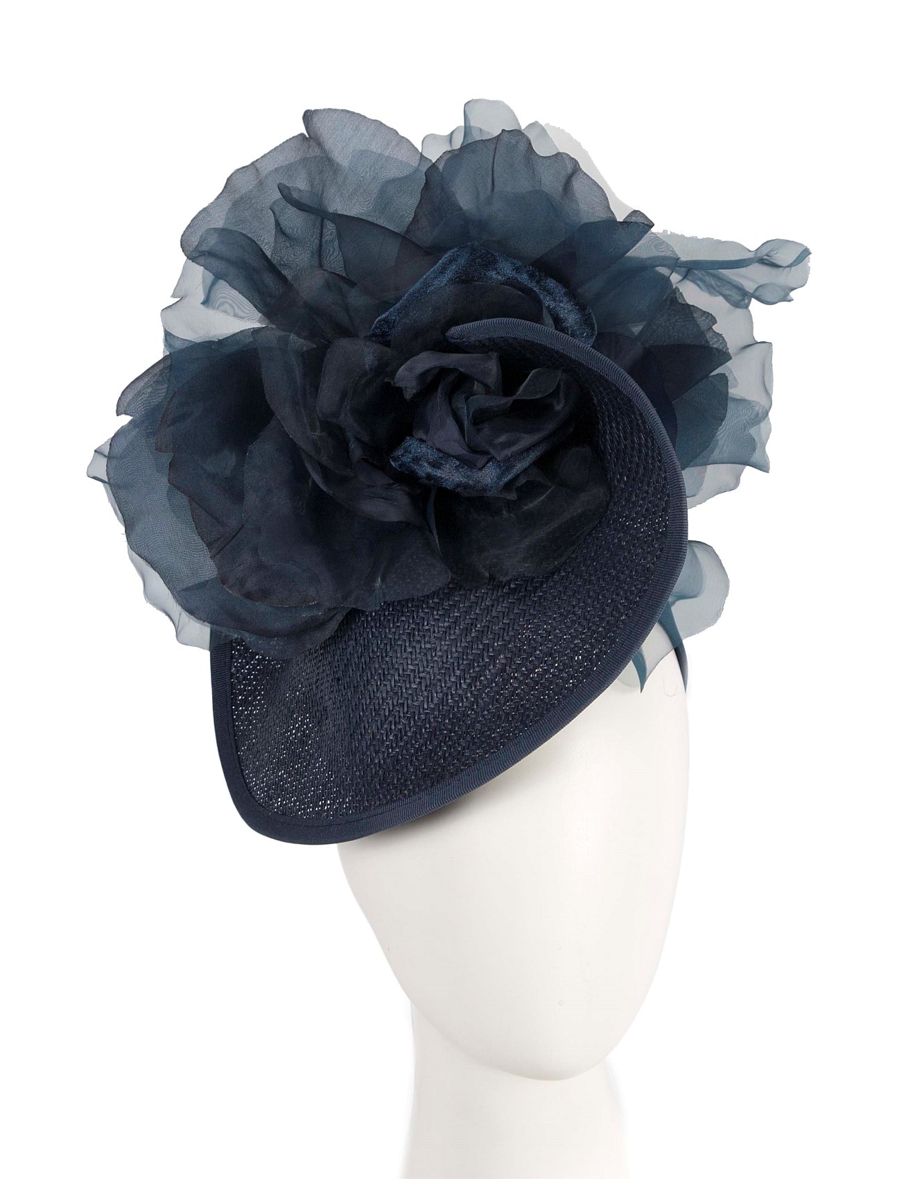 Fillies Collection Twisted Navy Plate With Large Silk Flower | David Jones