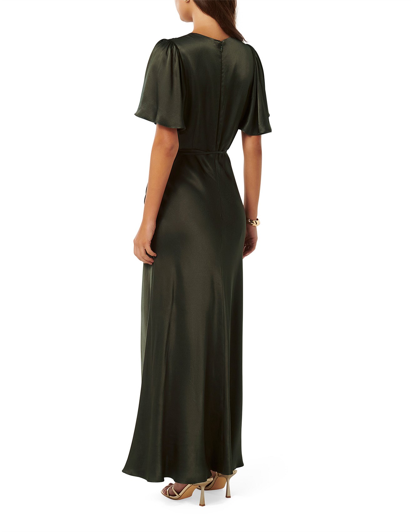 Forever New Chelsea Flutter Sleeves Satin Maxi Dress | David Jones