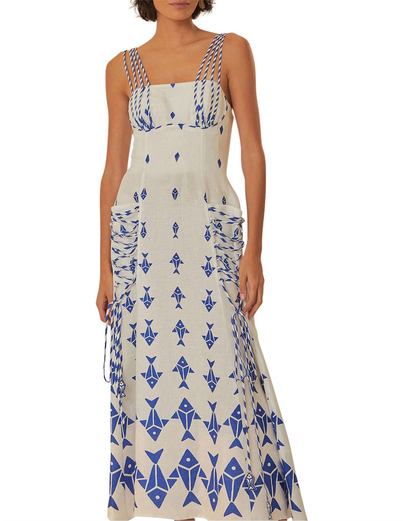 Farm Rio Graphic Fishes Off-white Maxi Dress | David Jones