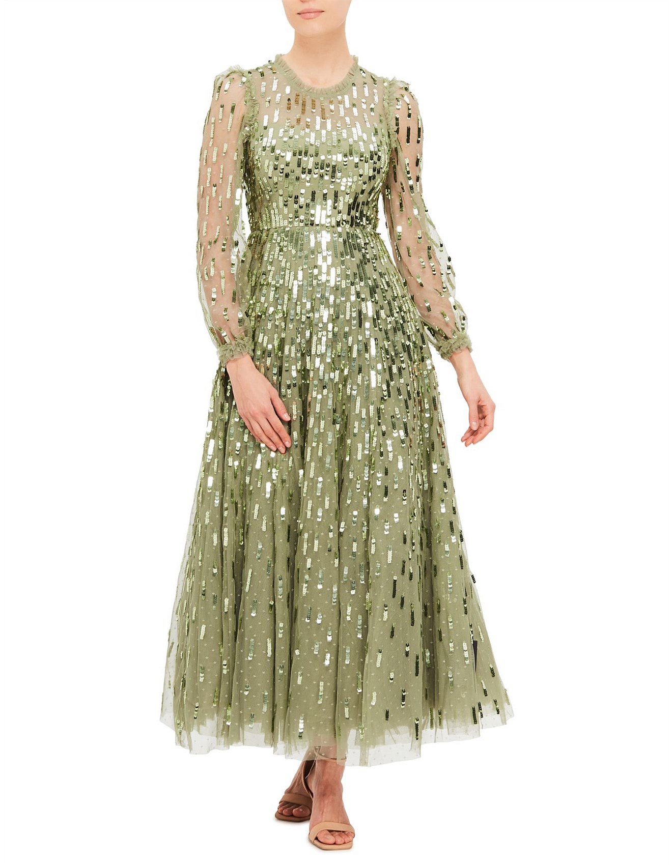 Needle & Thread Sequin Dash Long Sleeve Ankle Gown | David Jones