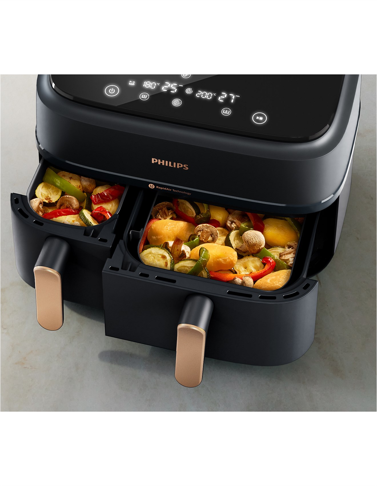 Philips Na352/00 3000 Series 9l Xxl Dual Basket Air Fryer Black/copper ...